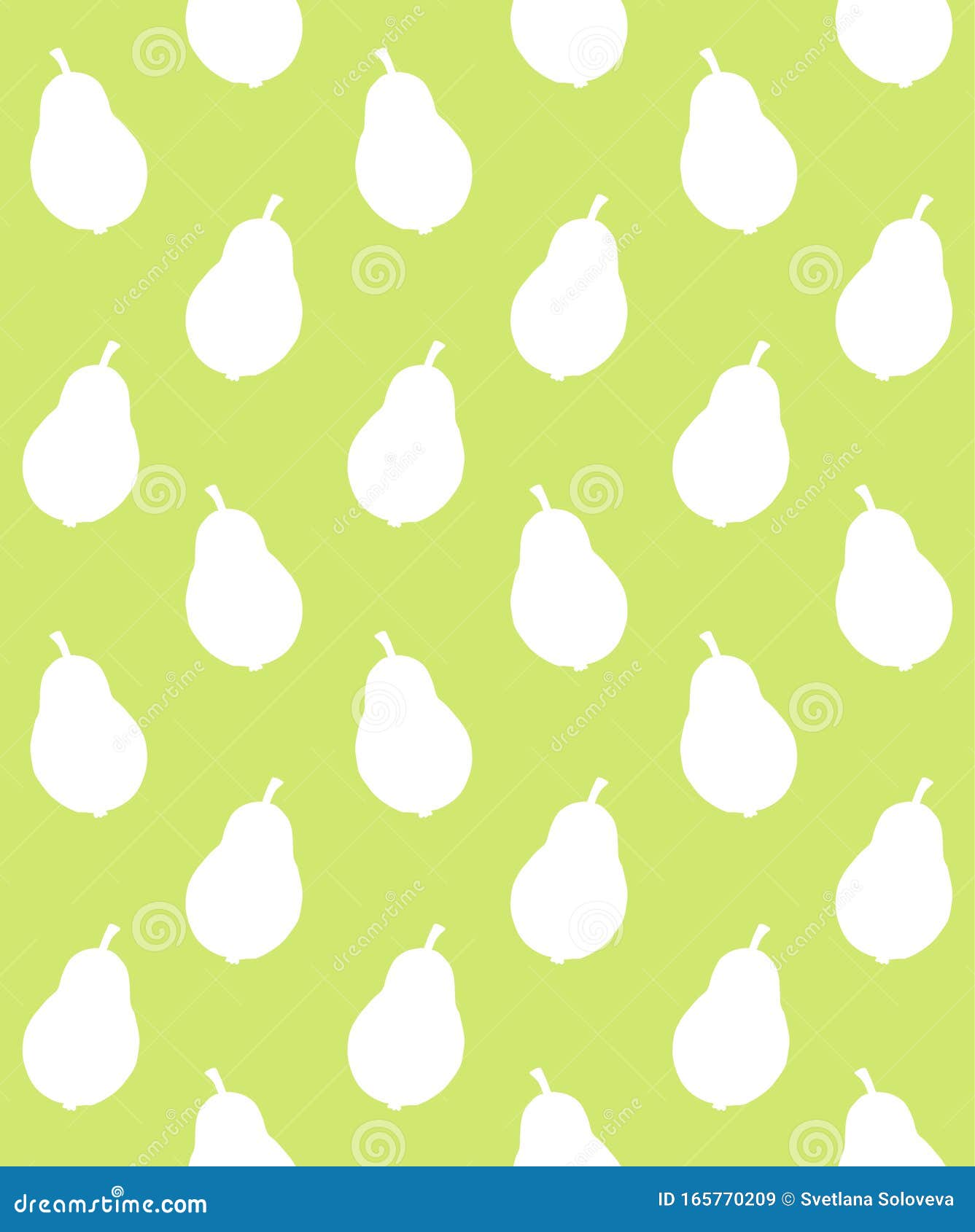 Vector Seamless Pattern of White Pear Silhouette Stock Illustration ...