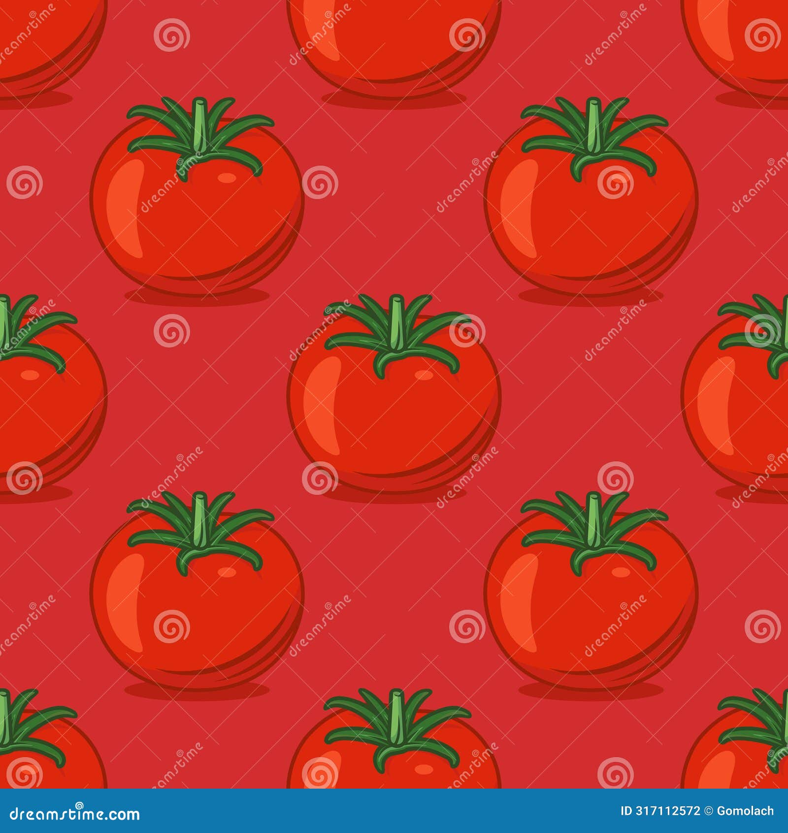 Vector Seamless Pattern with Whole Red Tomato on Red Background. Fresh ...