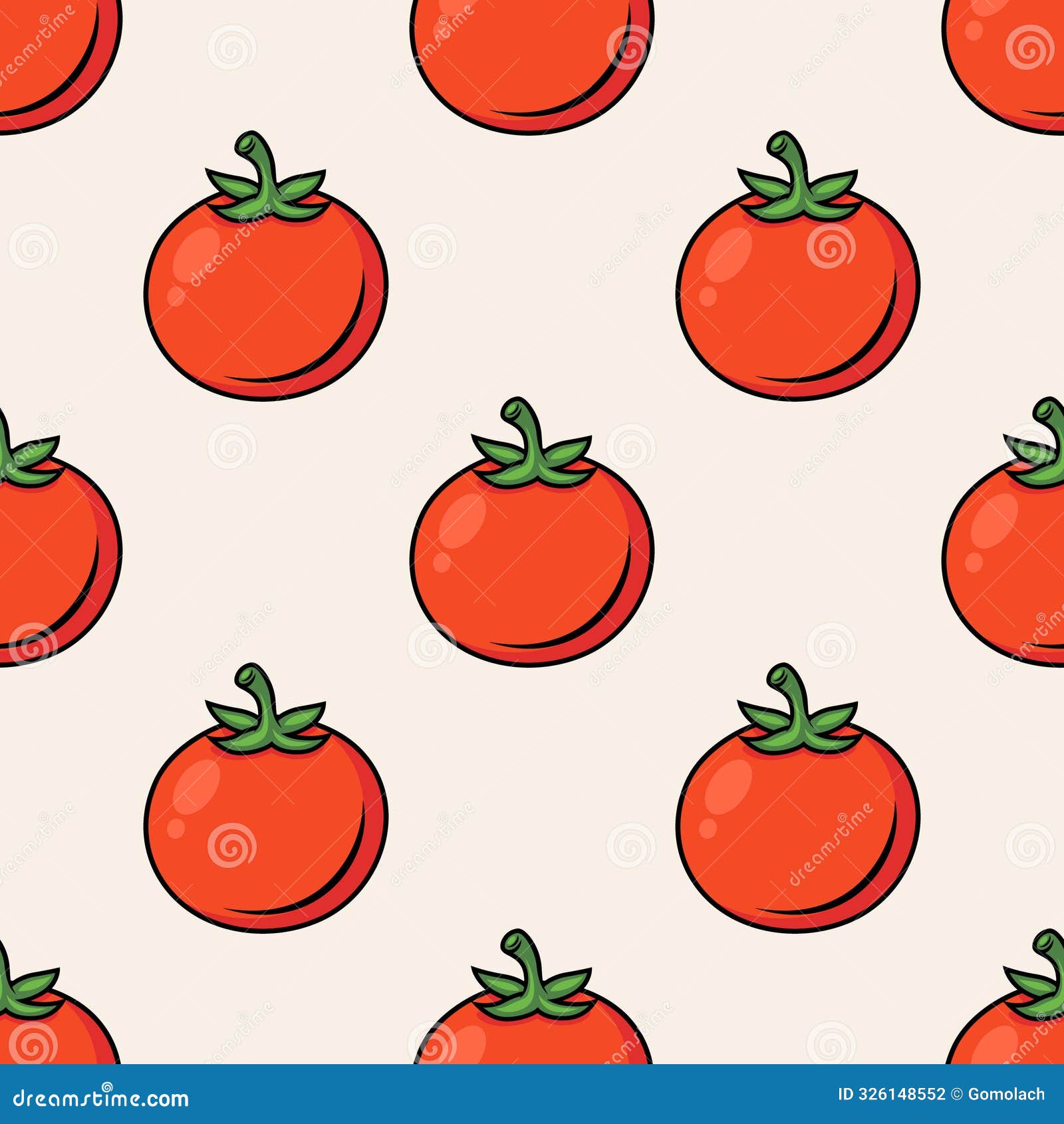 Vector Seamless Pattern with Whole Red Tomato on White Background ...