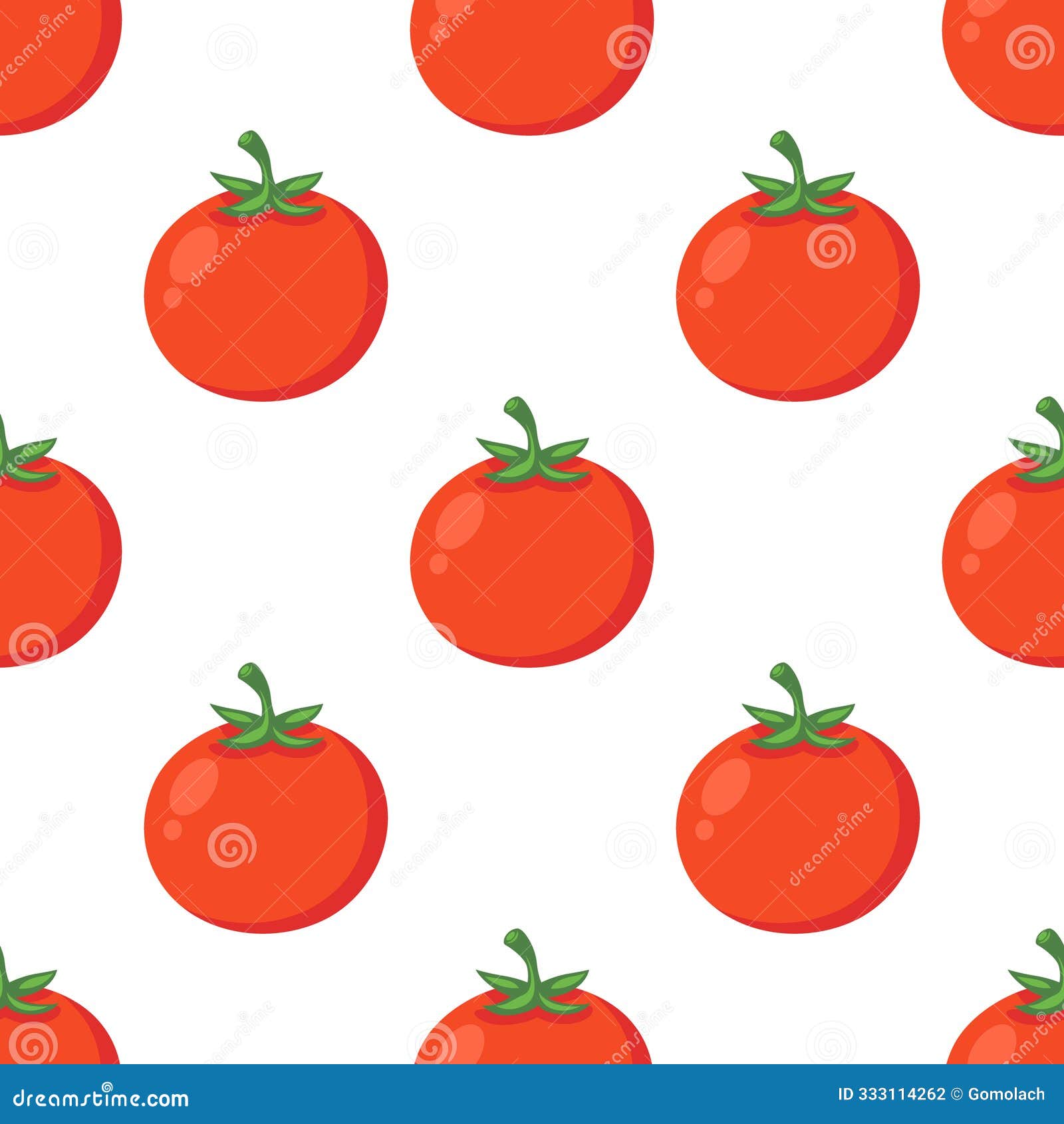 Vector Seamless Pattern with Whole Red Tomato on White Background ...