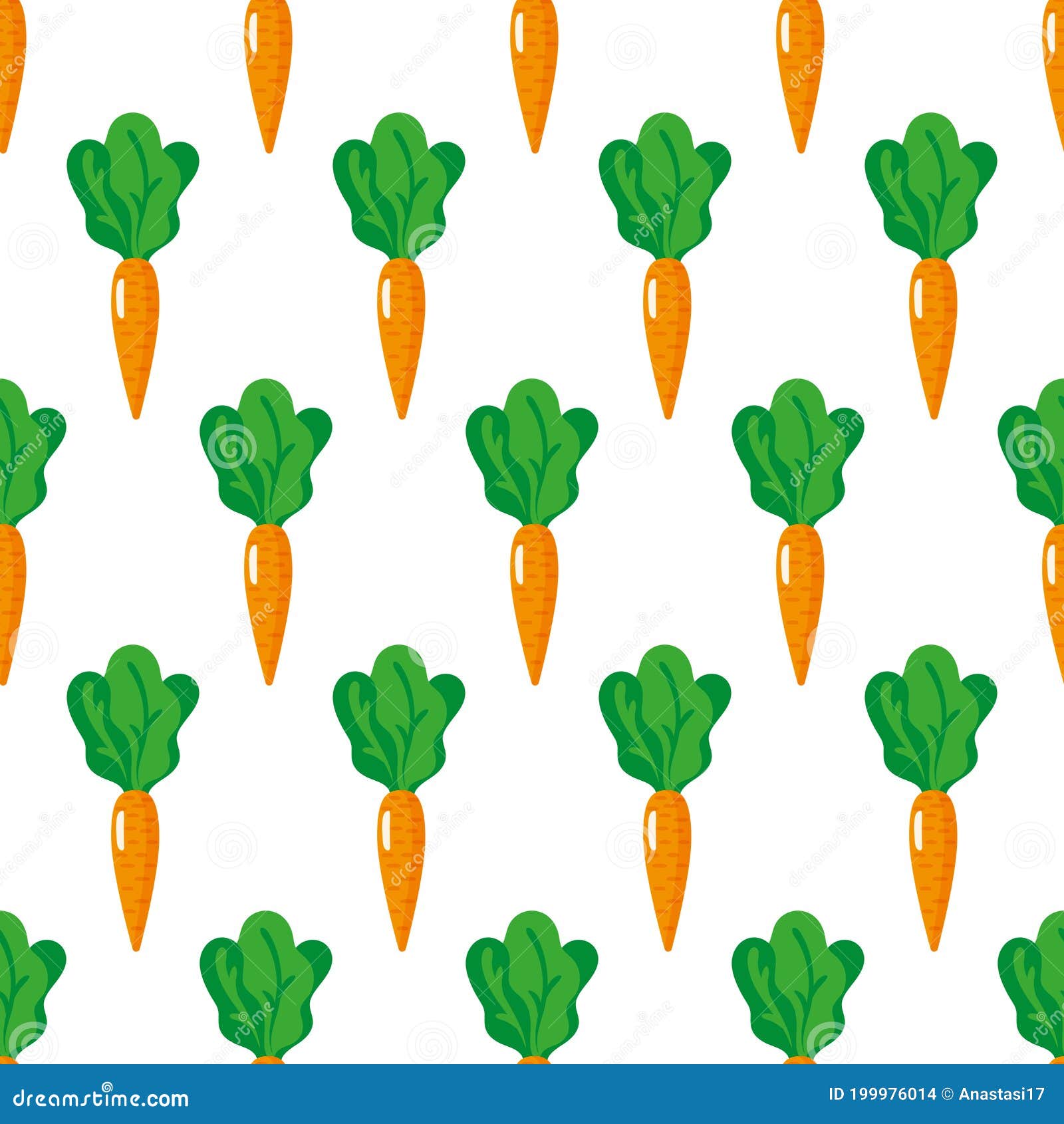 Vector Seamless Pattern with Whole Ripe Carrots with Tops Isolated on ...