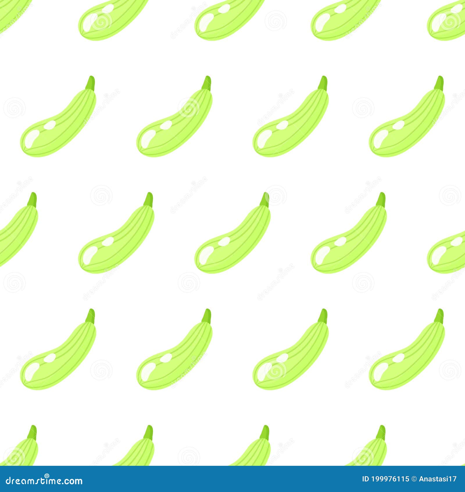 Vector Seamless Pattern with Whole Ripe Green Squash Isolated on White ...