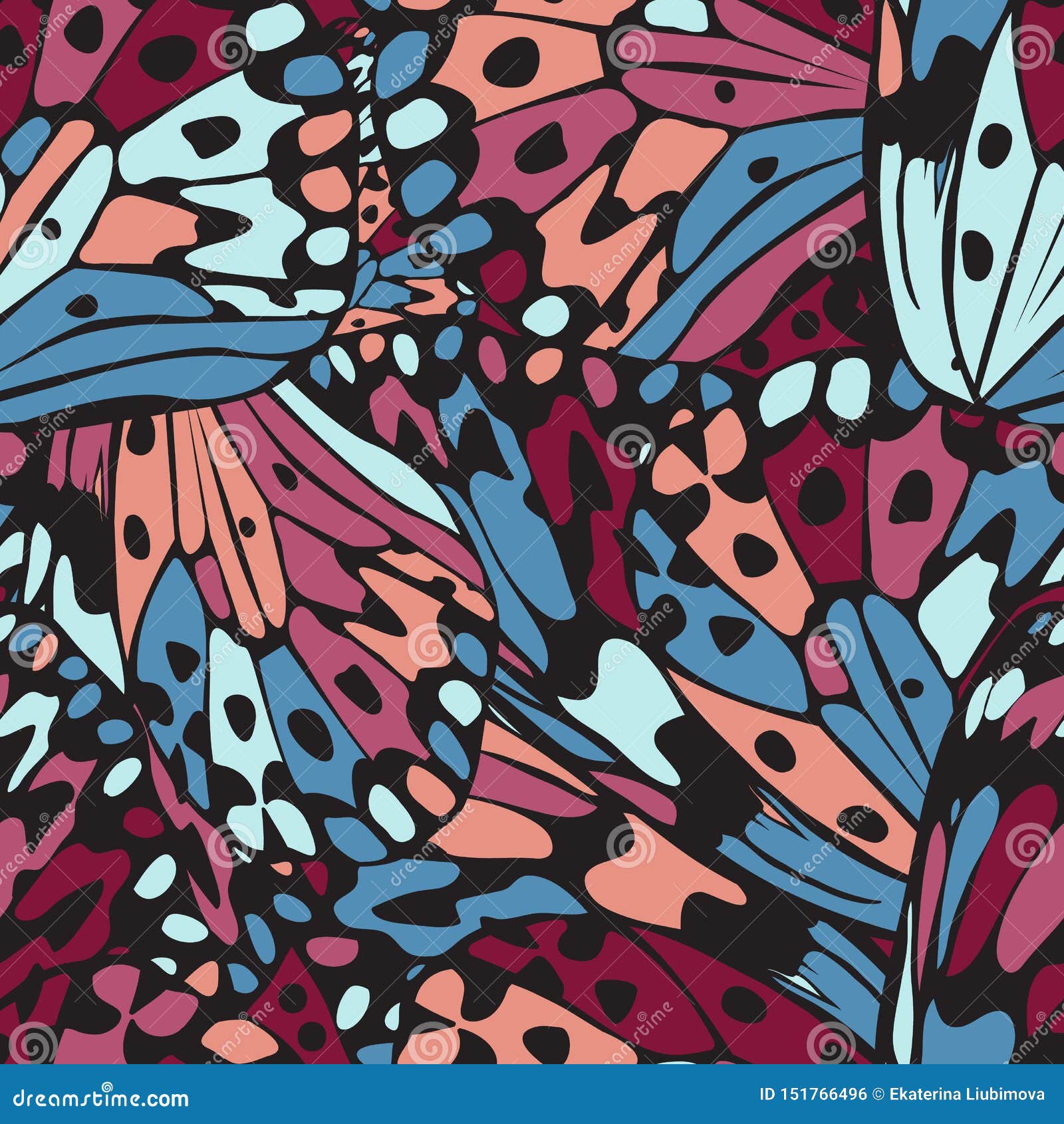 Vector Seamless Pattern with a Wing of a Butterfly. Stock Vector ...
