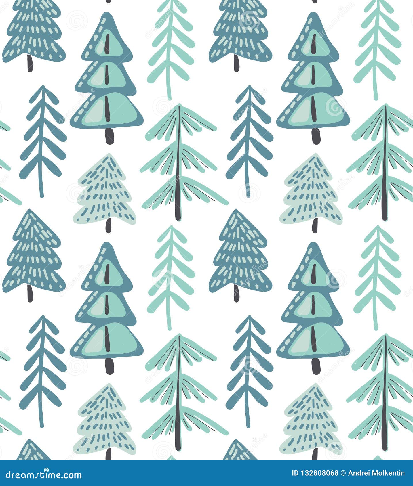Vector Seamless Pattern with Winter Fir Forest Stock Vector ...
