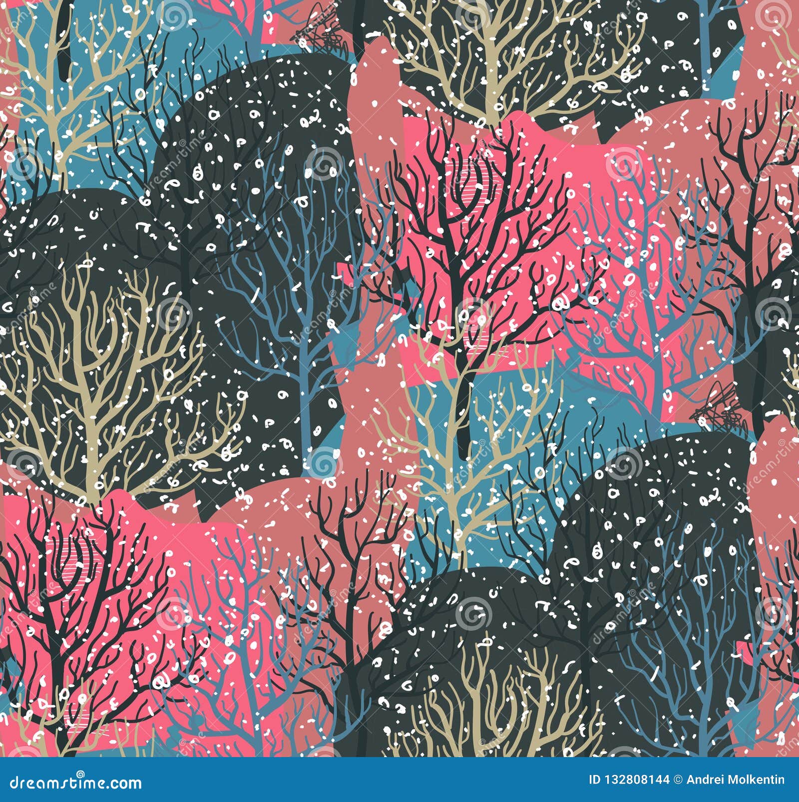 Vector Seamless Pattern with Winter Forest Stock Vector - Illustration ...