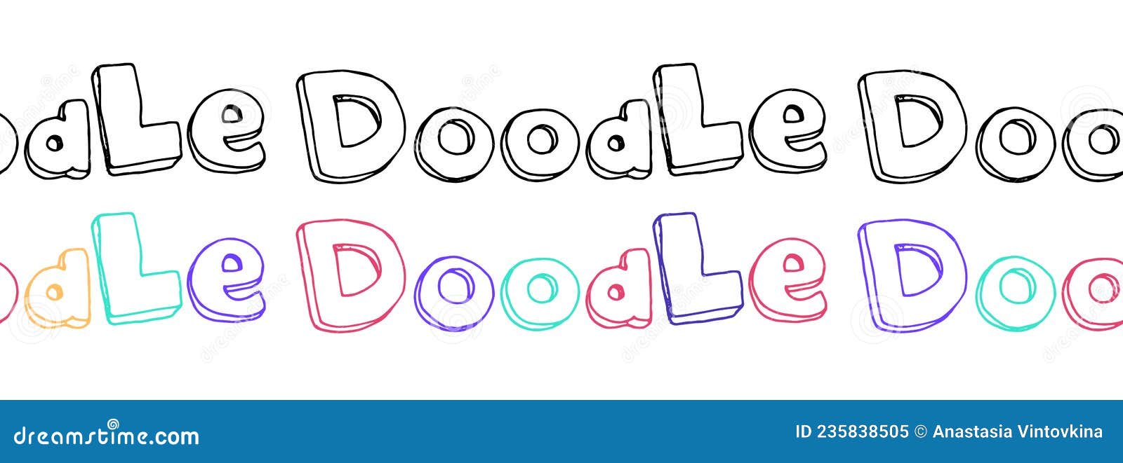 Seamless Word DOODLE Set. a Set of Horizontal Borders from the Word ...