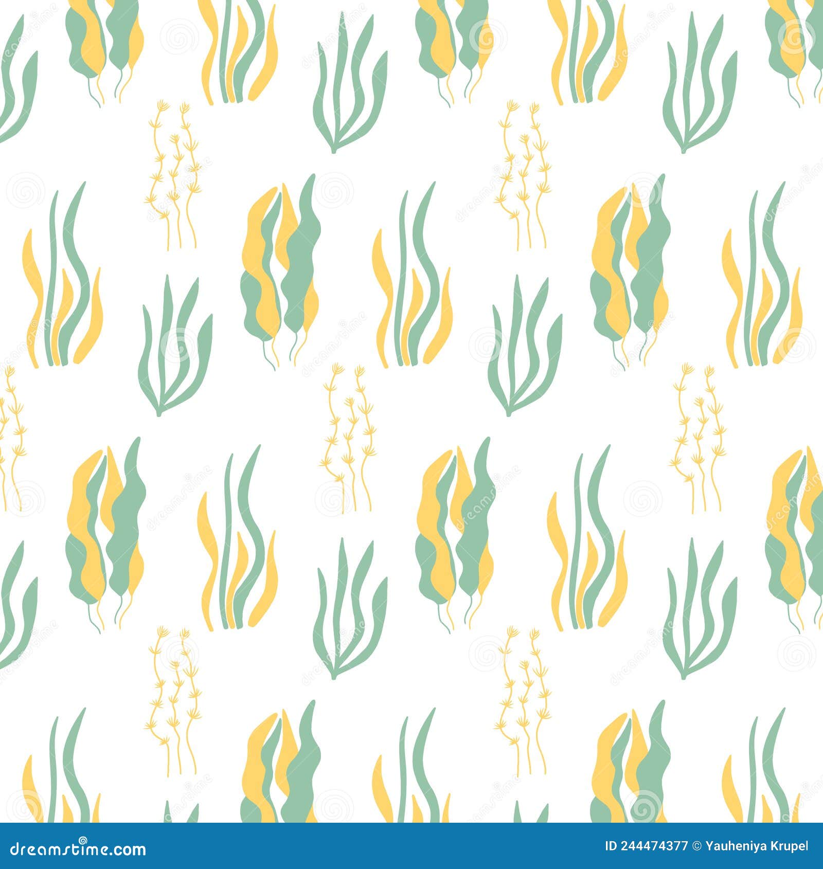 Vector Seamless Pattern with Yellow-green Algae Stock Vector - Illustration of aquatic, color ...