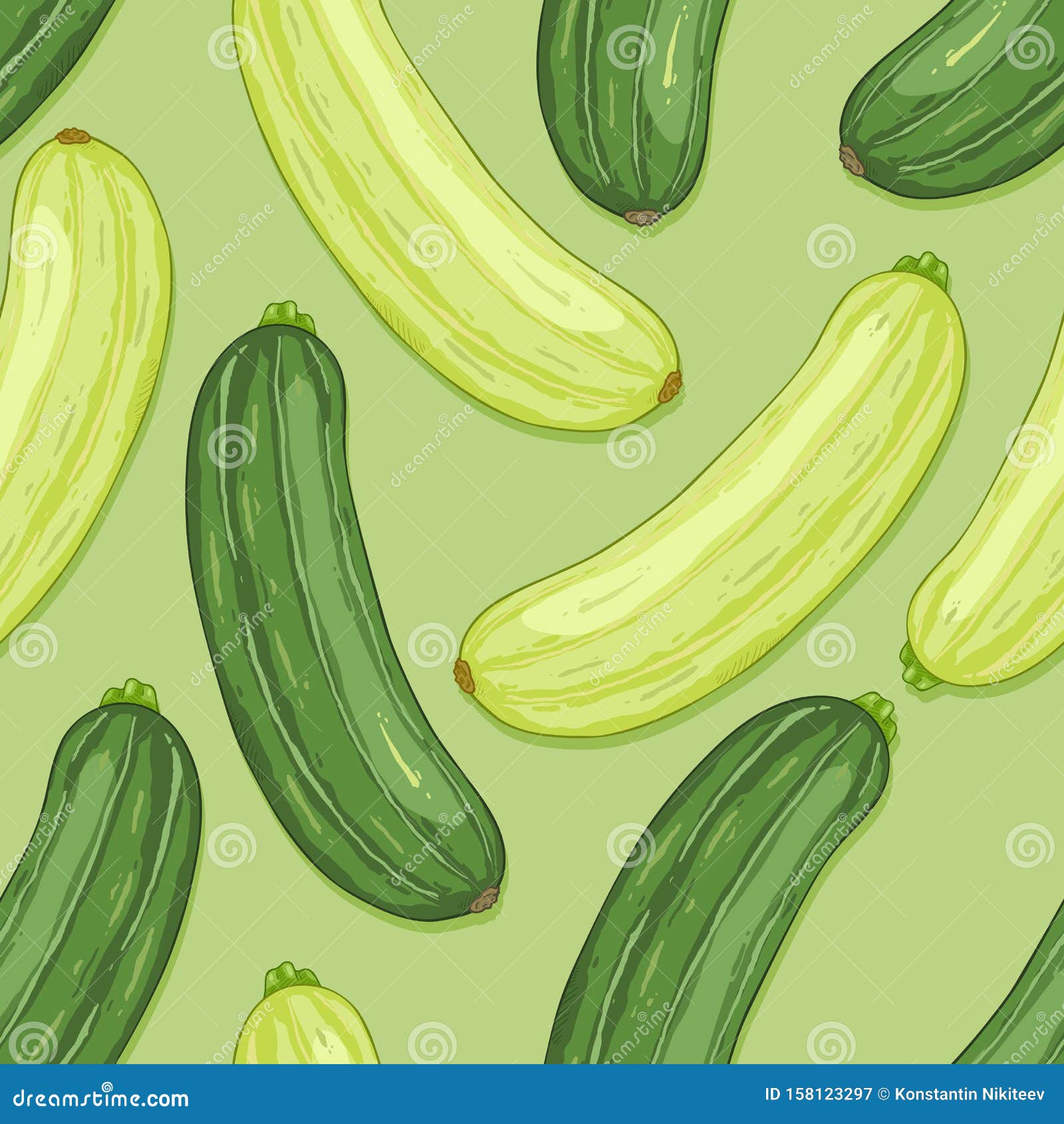 Vector Seamless Pattern of Zucchini Fruits Stock Vector - Illustration ...