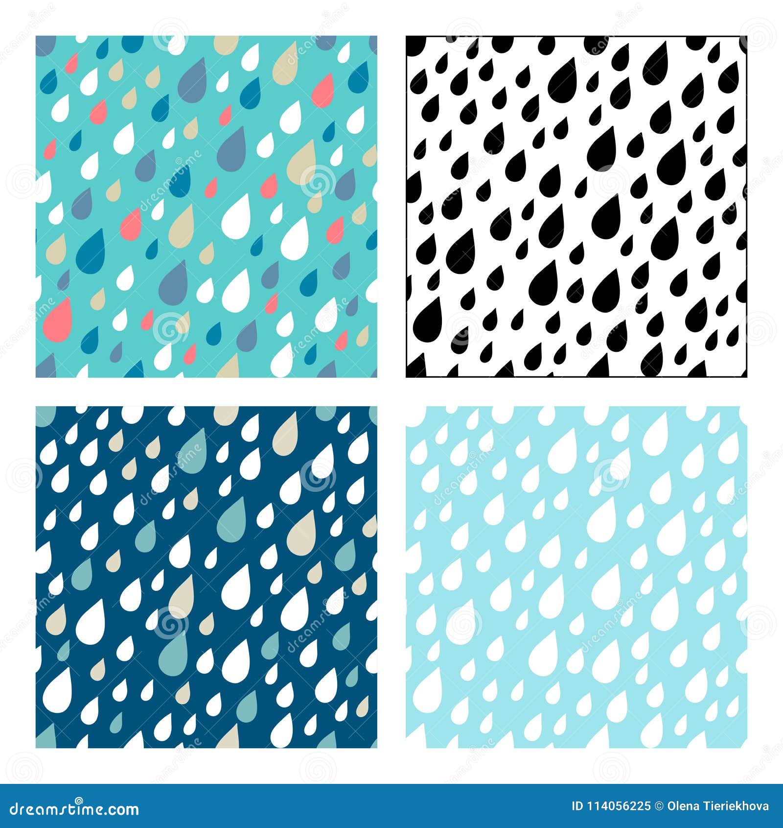 Vector Seamless Patterns of Droplets. Stock Vector - Illustration of ...