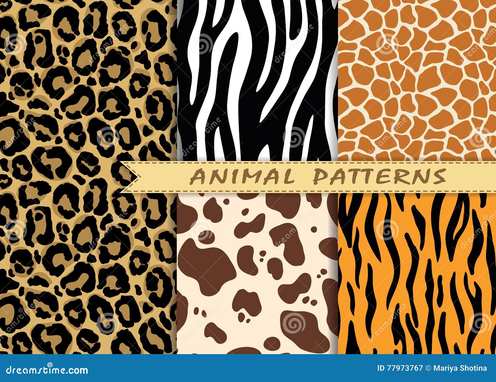 Vector Seamless Patterns Set with Animal Skin Texture. Repeating Stock ...