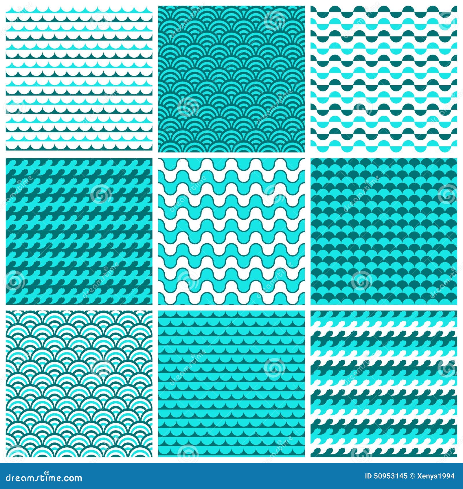 9 vector seamless patterns stock vector. Illustration of ocean - 50953145