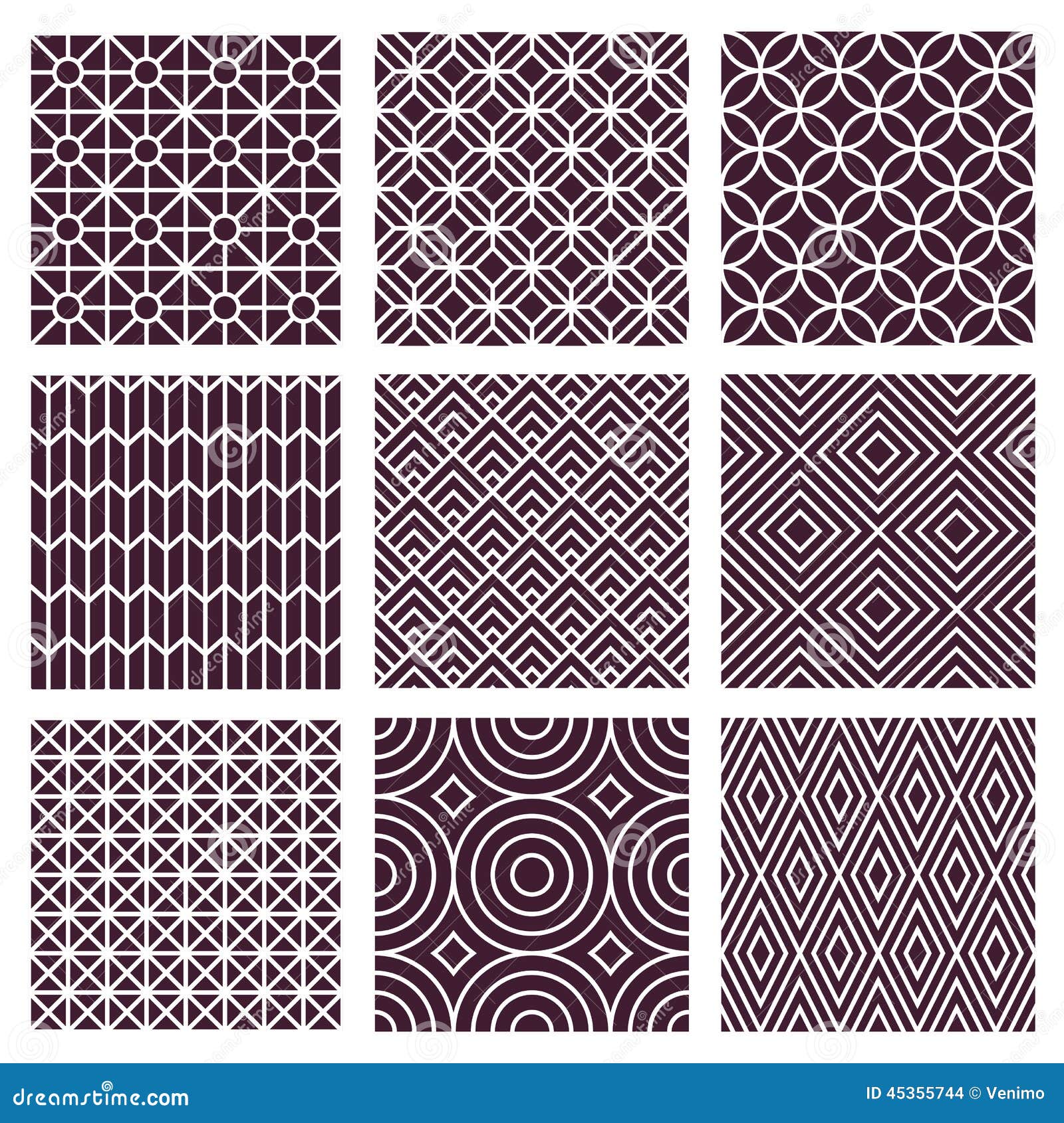 Vector Seamless Patterns in Trendy Mono Line Style Stock Vector ...