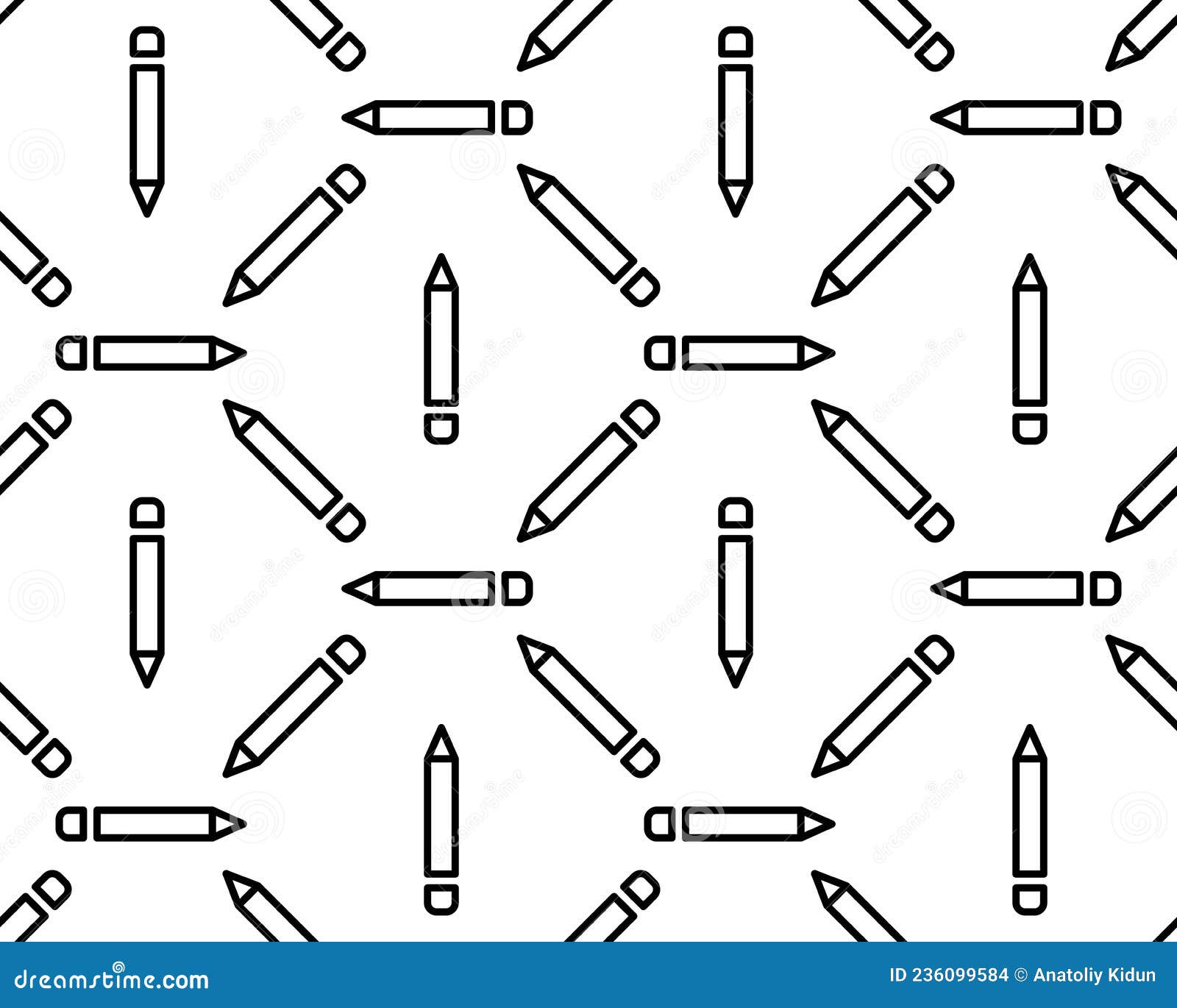 Vector Seamless Pen Pattern. Set of Pens Isolated on White Background ...