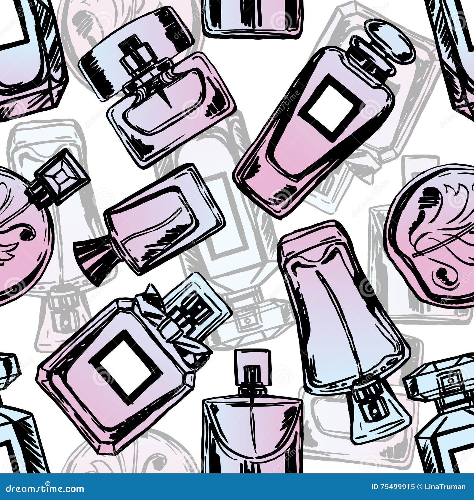 Vector Seamless Perfume Pattern. Stock Vector - Illustration of ...