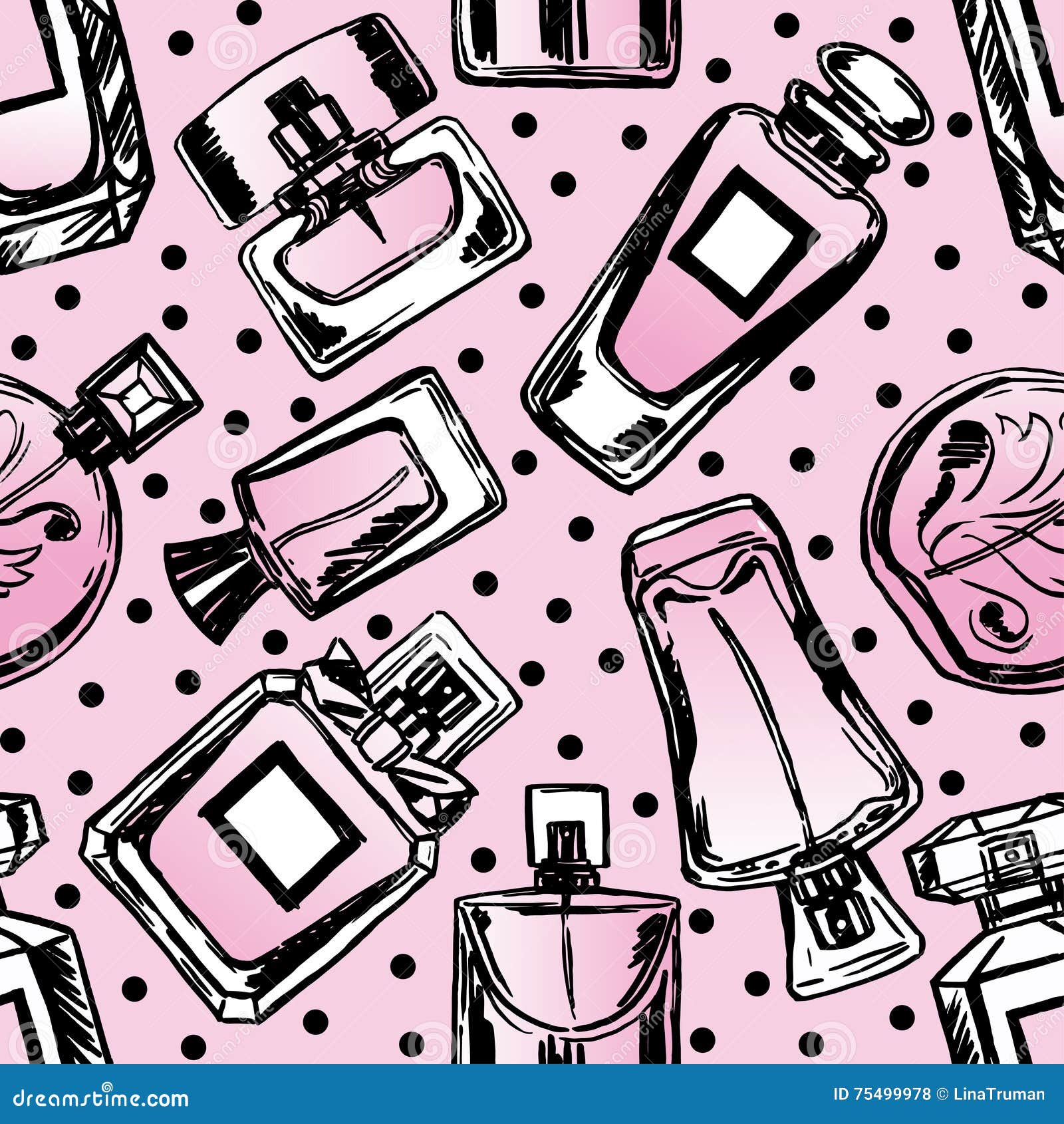 Vector Seamless Perfume Pattern. Stock Vector - Illustration of couture ...