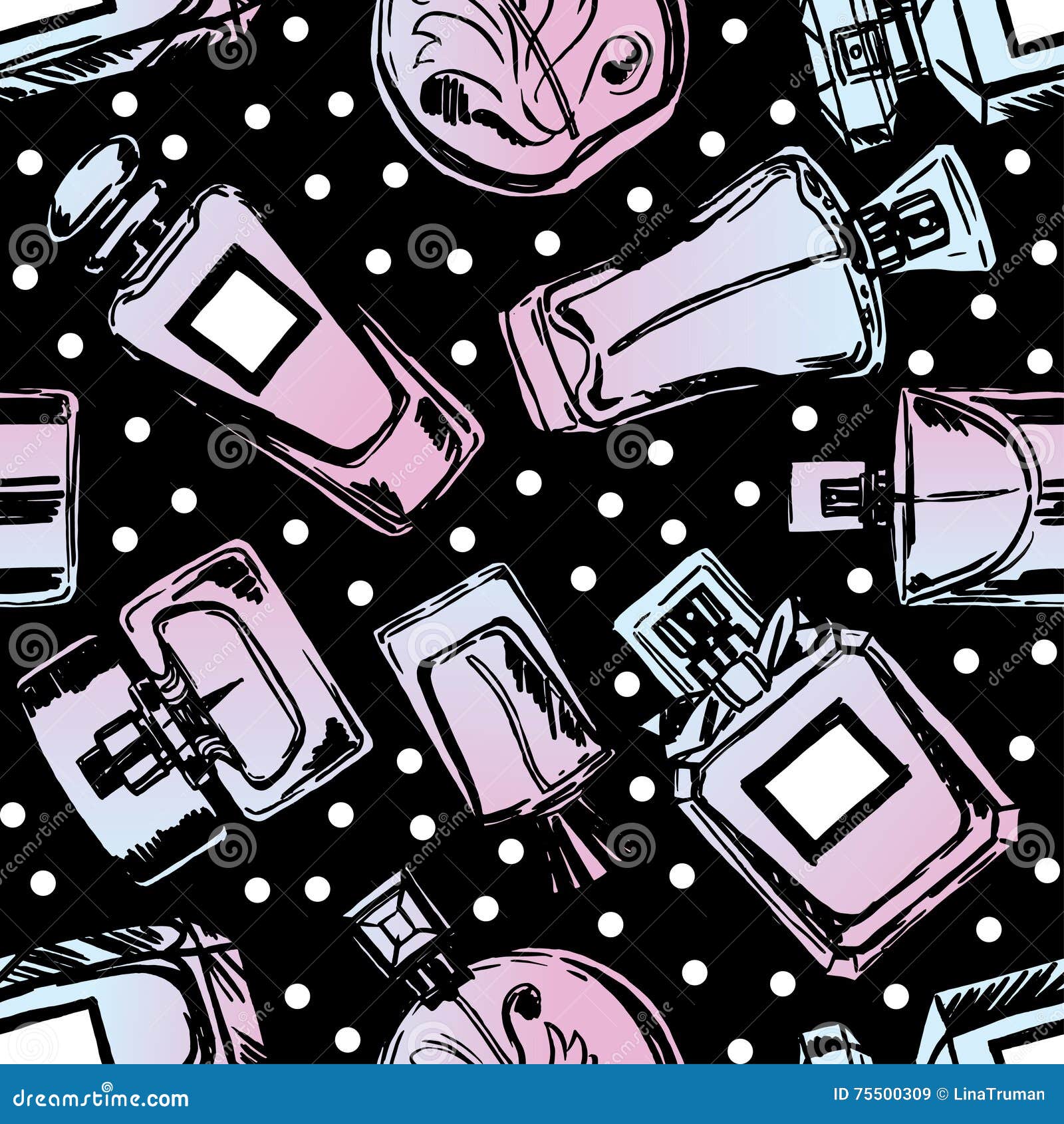 Vector Seamless Perfume Pattern. Stock Vector - Illustration of liquid ...