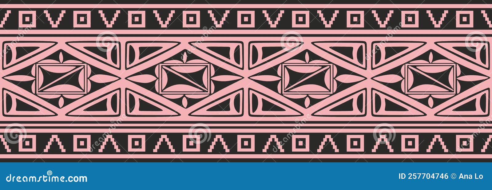 Vector Seamless Pink and Black Border Ornament. Stock Vector ...