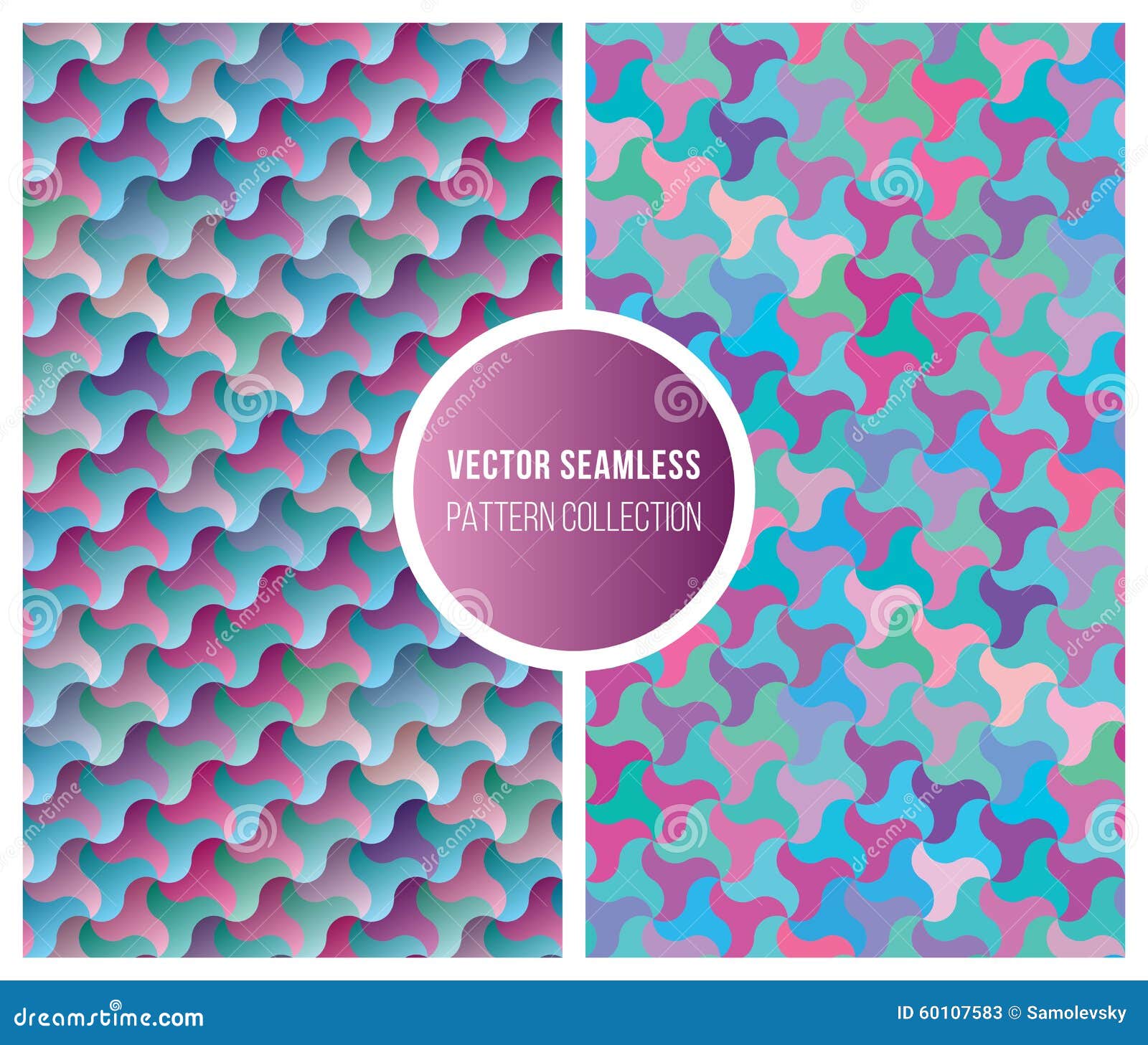 Vector Seamless Pink Blue Geometric Pattern Collection Stock Vector ...