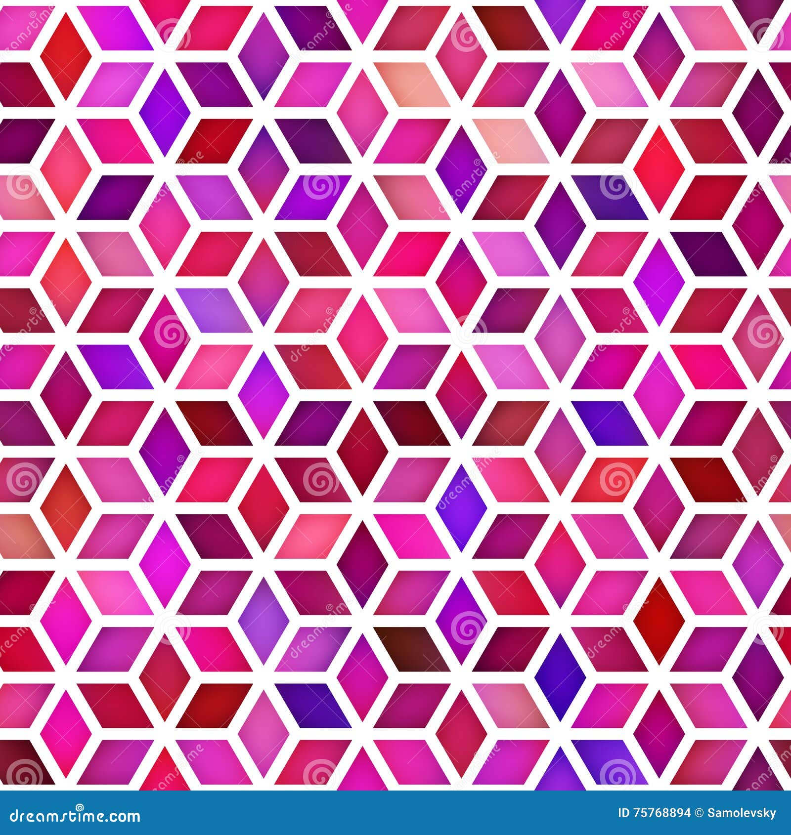 Vector Seamless Pink Shades Gradient Rhombus Shape Grid Geometric ...