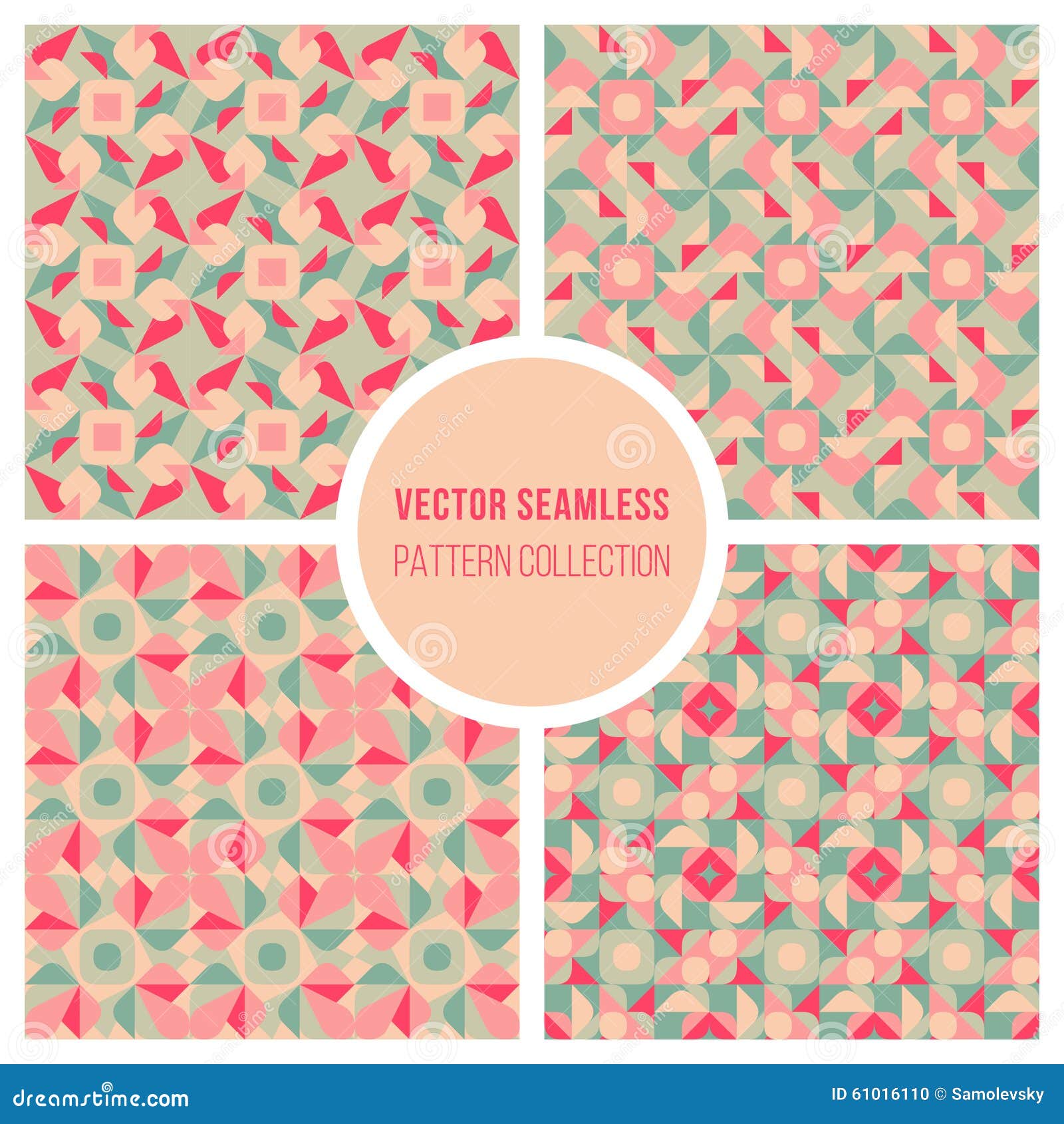 Vector Seamless Pink Teal Geometric Retro Square Pattern Stock Vector ...