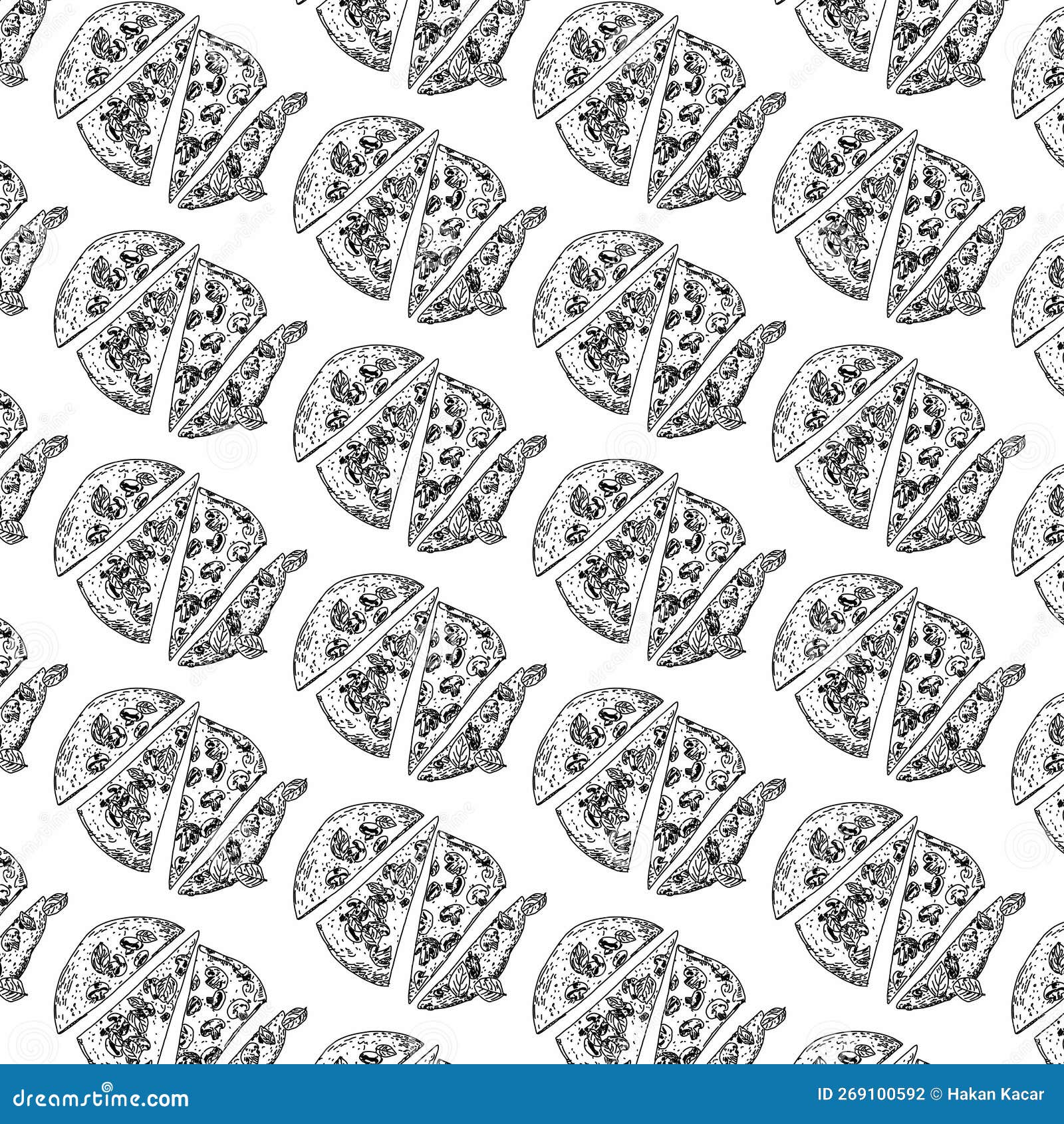 Vector Seamless Pizza Pattern Stock Vector - Illustration of pizzeria ...