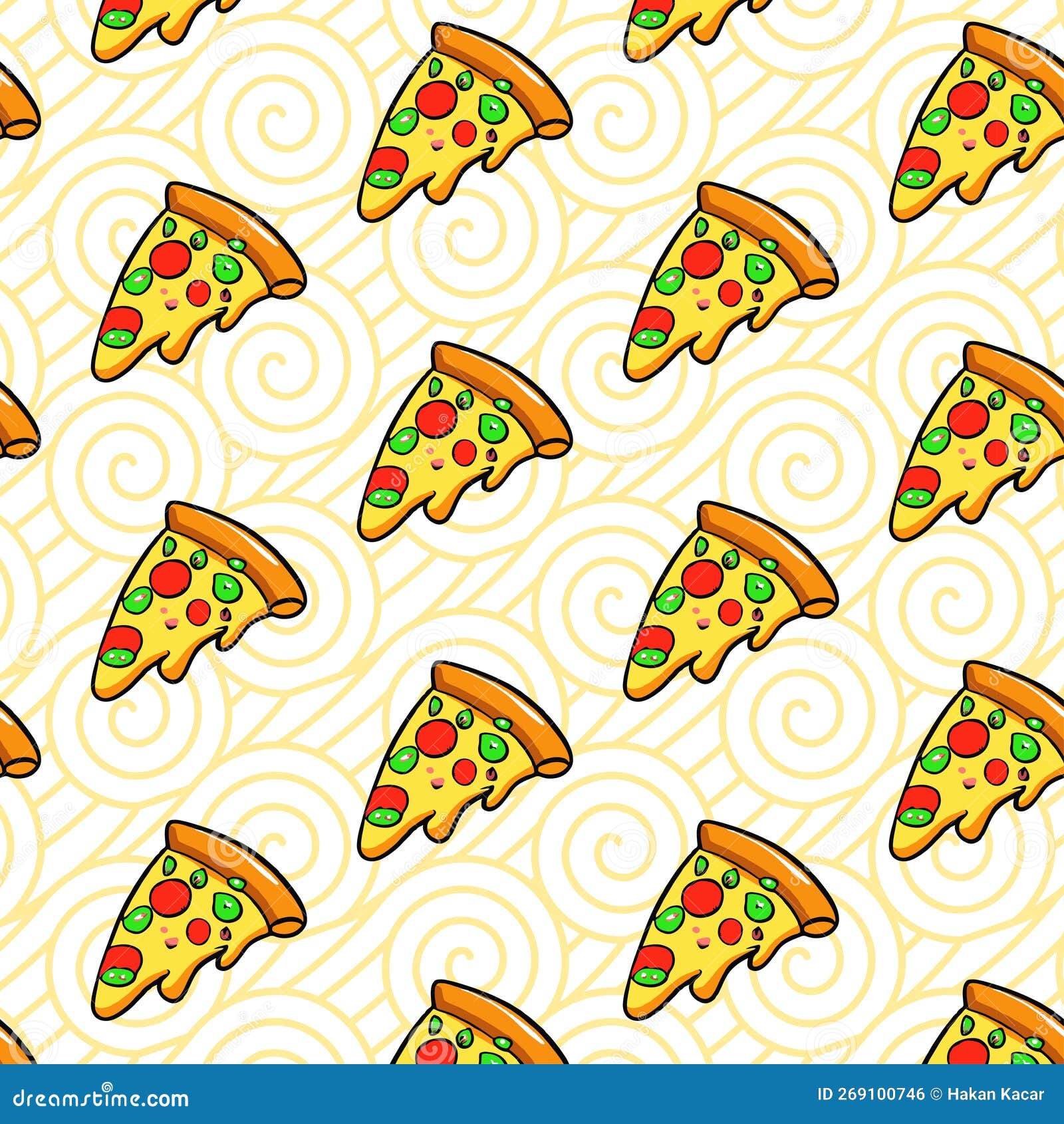Vector Seamless Pizza Pattern Stock Vector - Illustration of olive ...