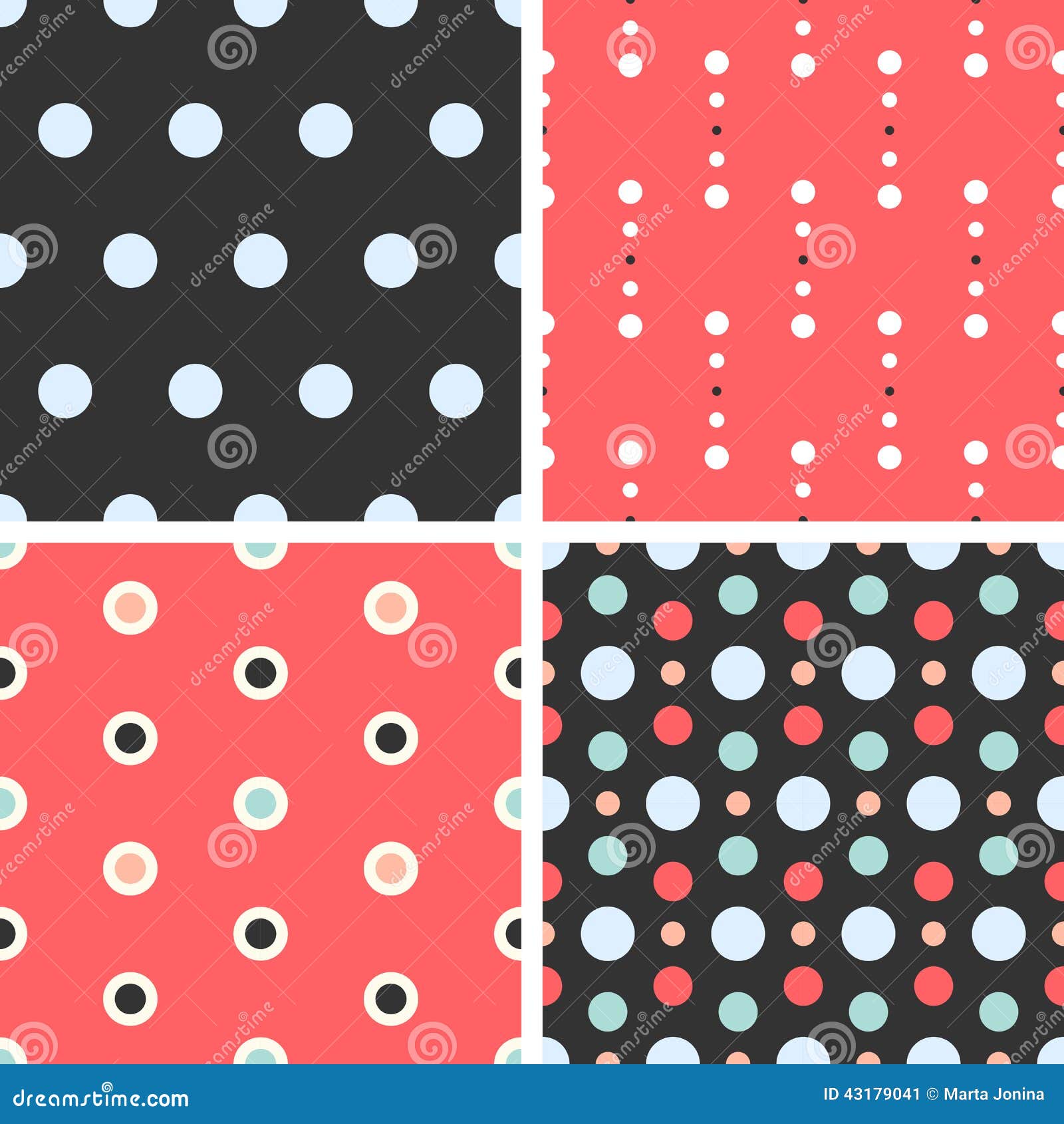 Vector Seamless Poka Dot Tiling Patterns Stock Illustration ...