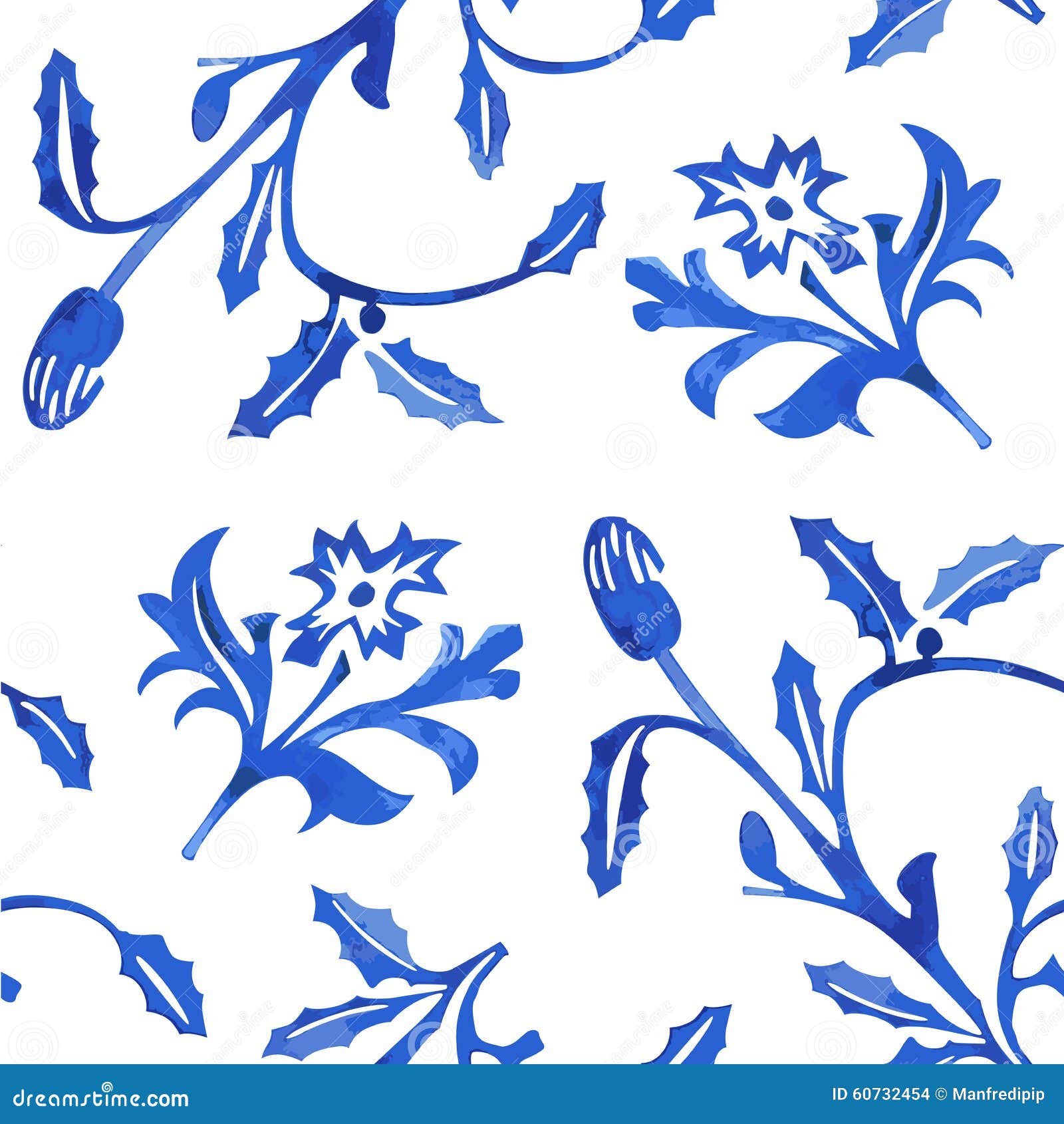 Vector Seamless Porcelain Pattern in White Background Stock Vector ...