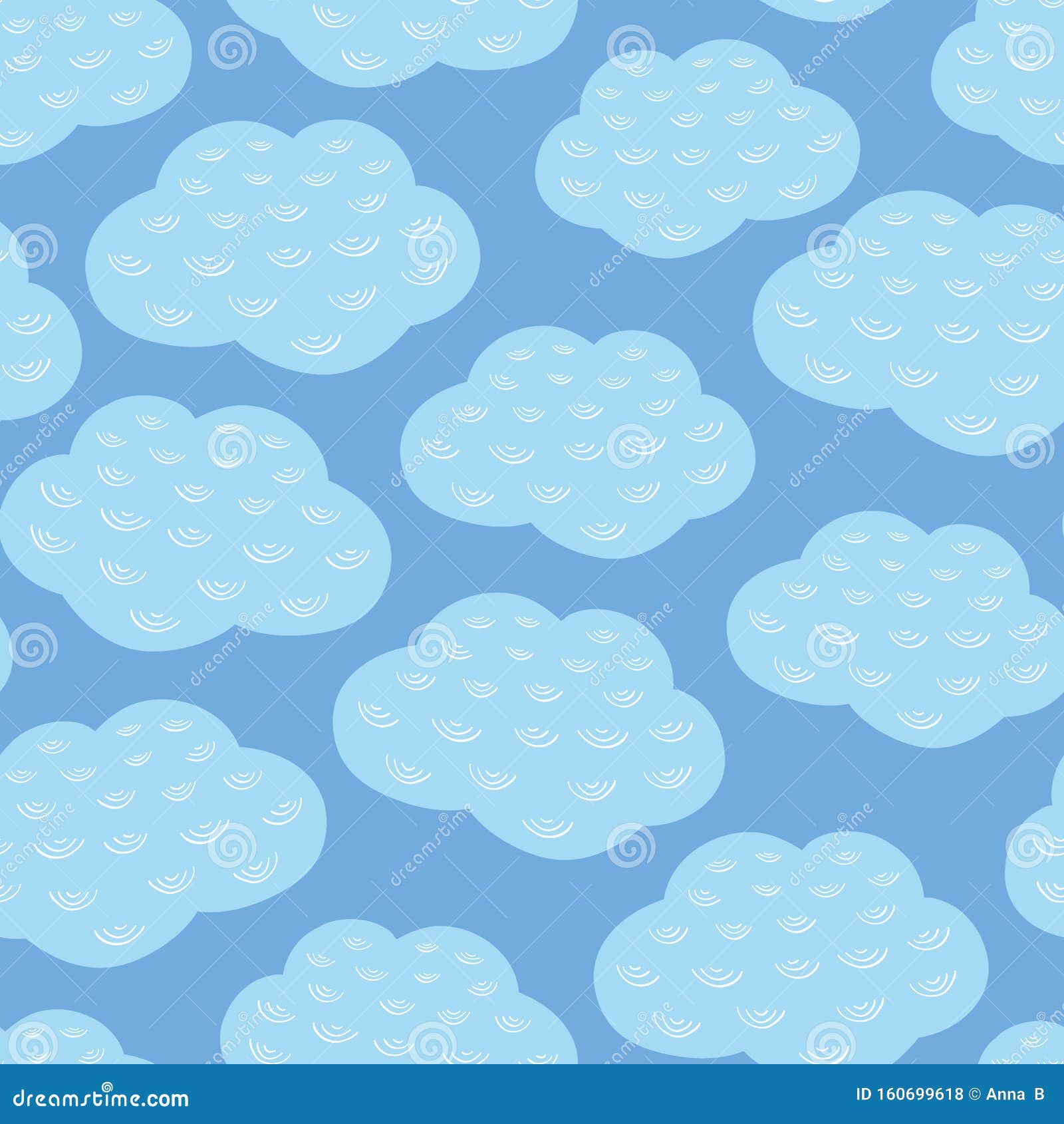 Vector Seamless Repeat Pattern of Blue and White Clouds and Sky ...