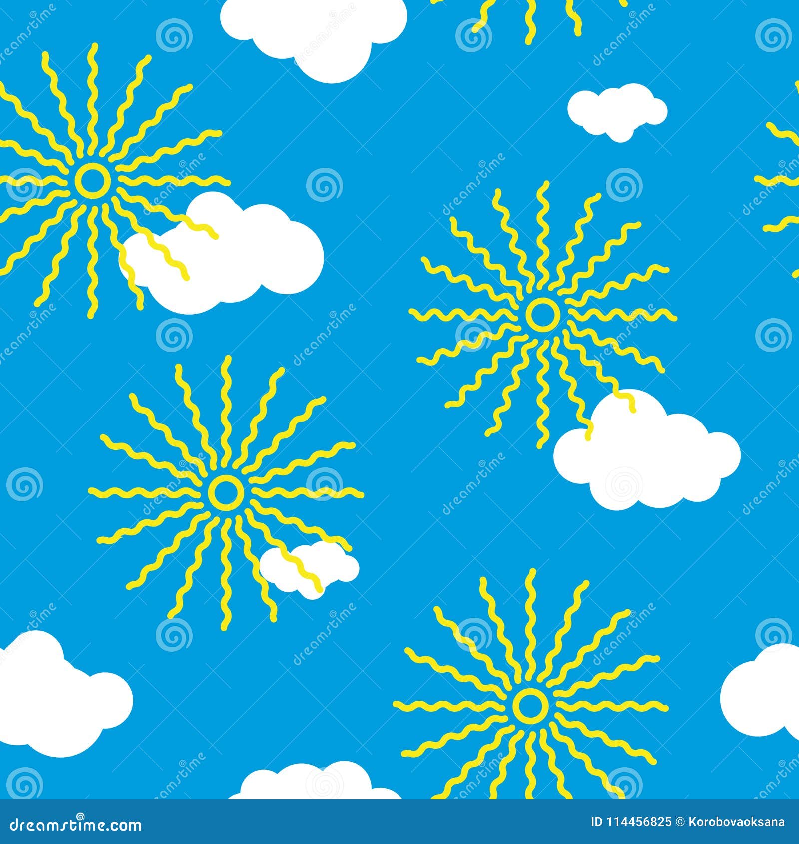 Seamless Repeating Illustration Children`s Pattern Sun Clouds Stock ...
