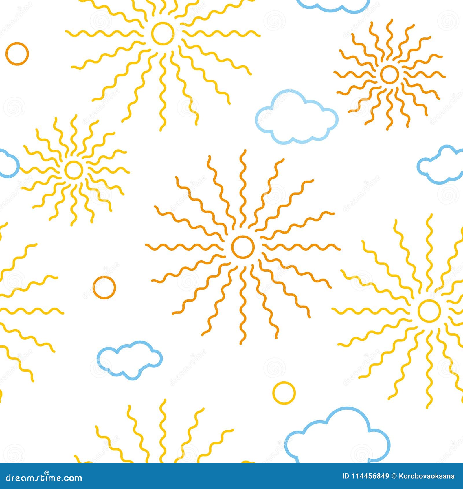 Seamless Repeating Illustration Children`s Pattern Sun Clouds Stock ...