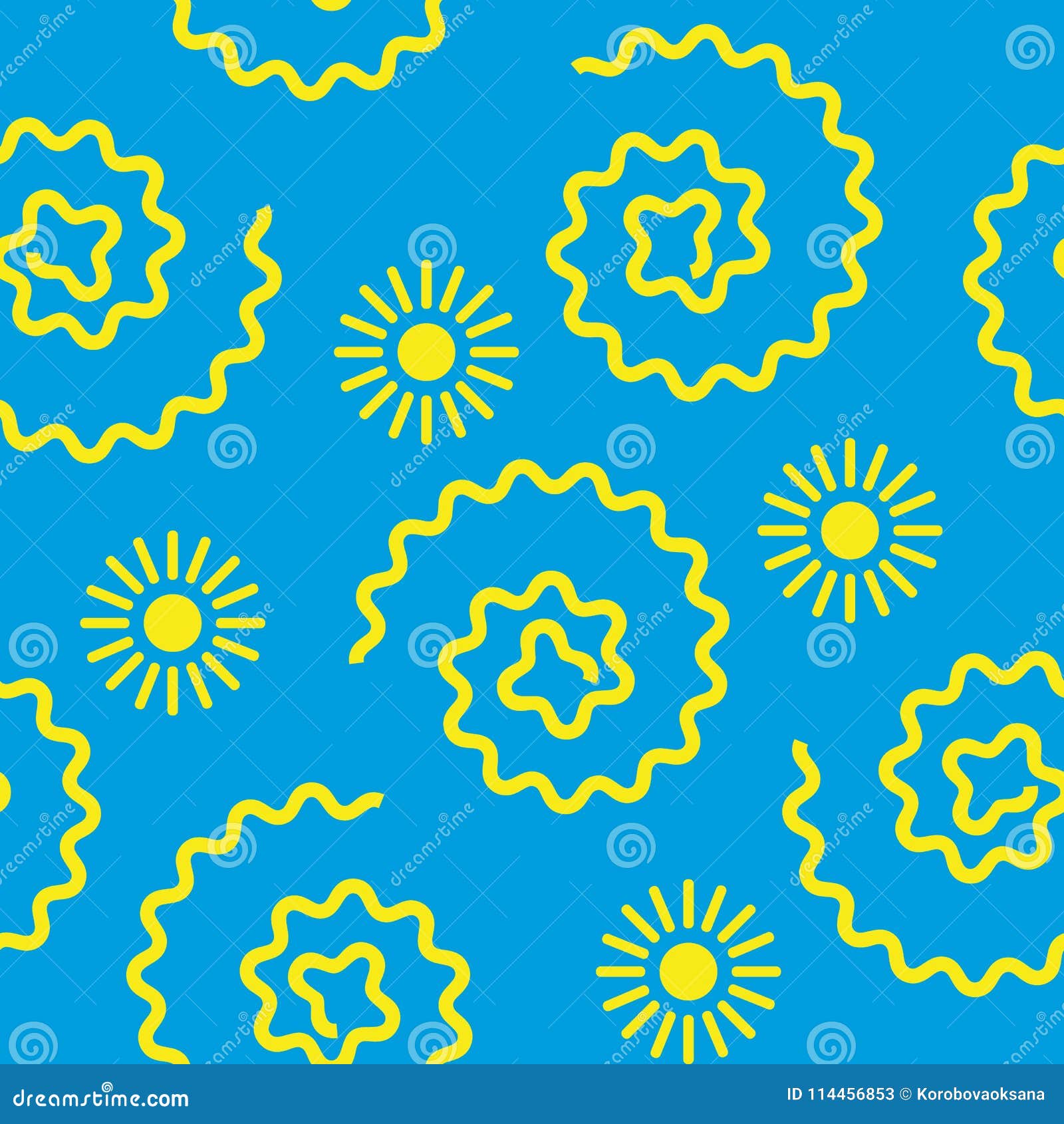 Seamless Repeating Illustration Children`s Pattern Sun Stock ...