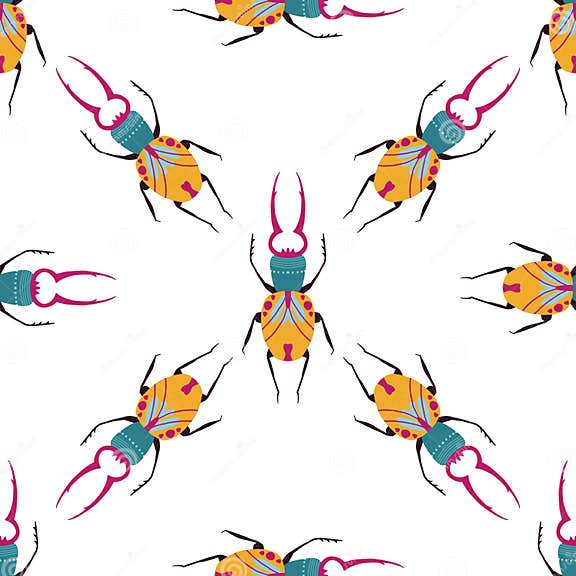 Vector Seamless Repeating Pattern with Hand Drawn Bugs Stock Vector ...