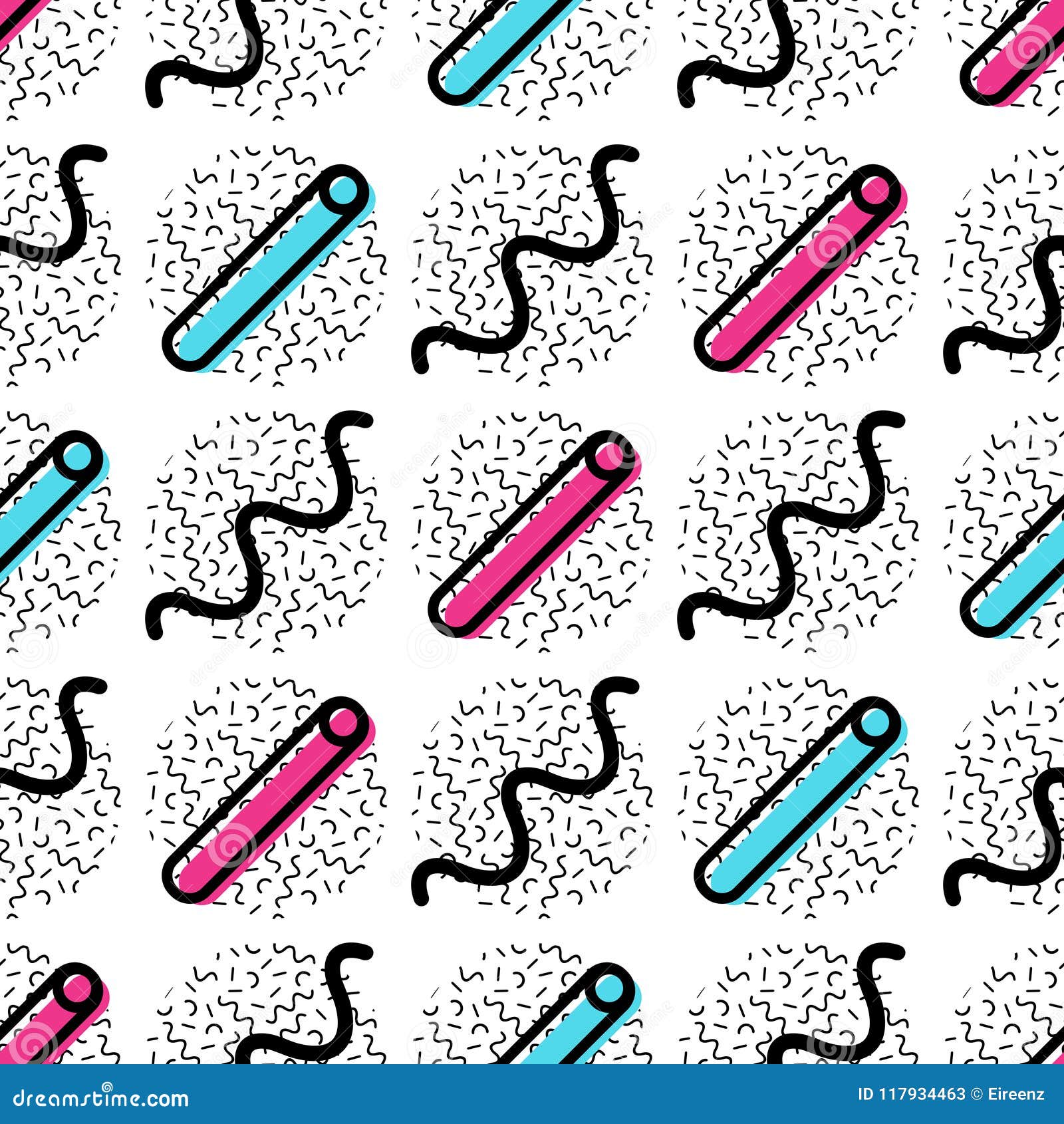 Vector Seamless Retro Comic Memphis Pattern with Geometric Elements ...