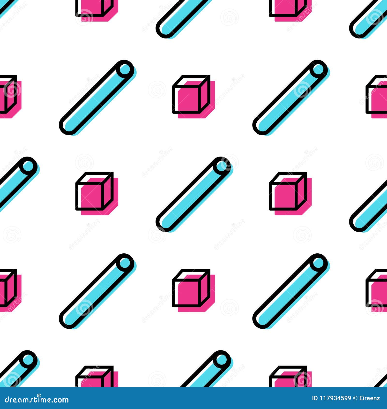 Vector Seamless Retro Comic Memphis Pattern with Geometric Elements ...