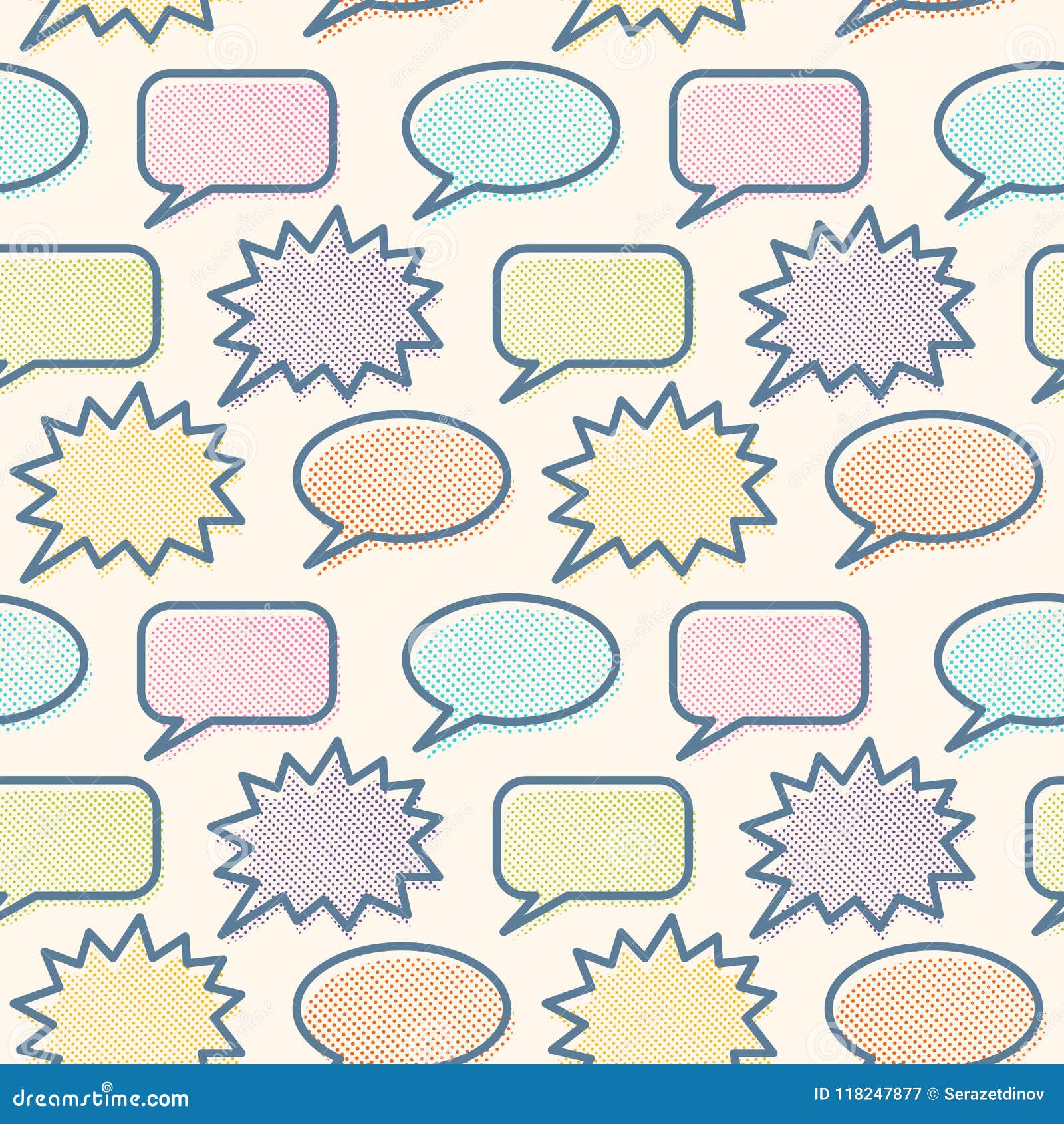 Vintage Pattern in Comics Style. Stock Vector - Illustration of balloon ...