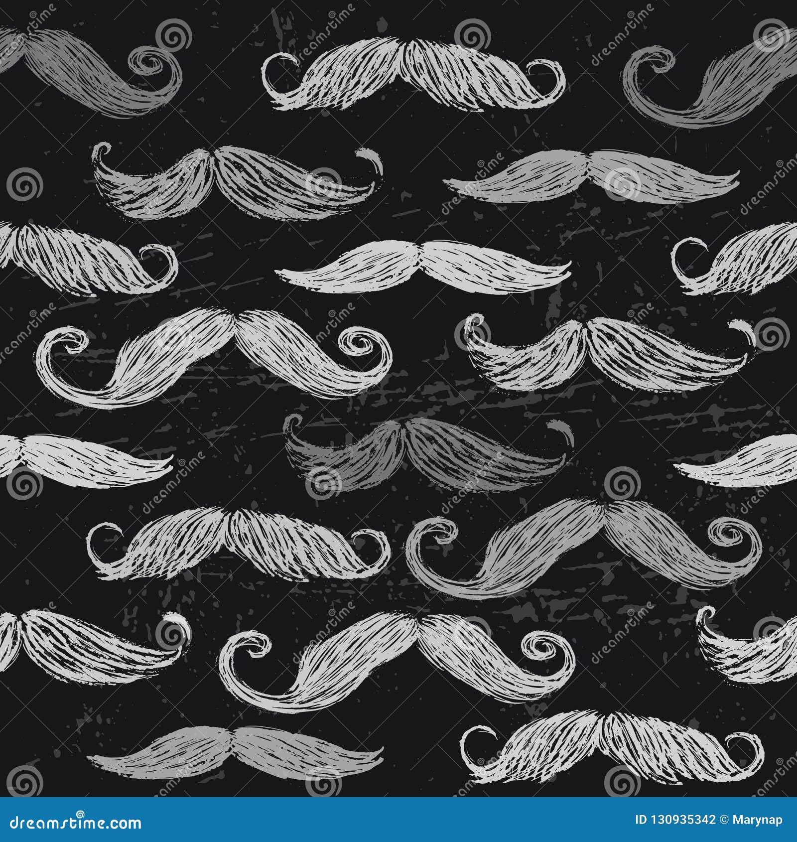 Ink Hand Drawn Retro Seamless Pattern with Mustaches Stock Vector ...