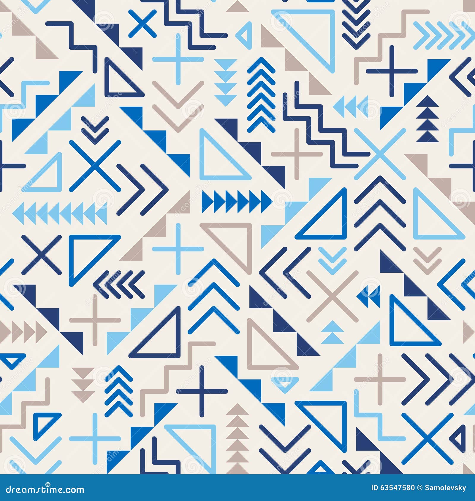 Vector Seamless Retro 80 S Jumble Geometric Line Shapes Blue Hipster ...