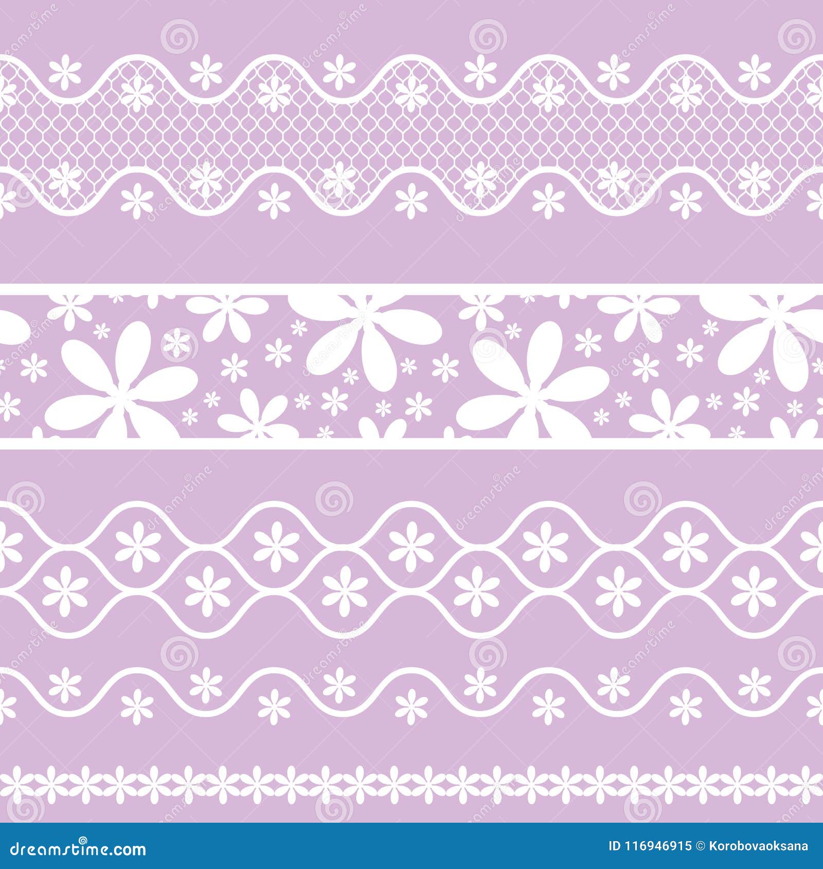 Seamless Ribbon Pattern Lace, Lilac Color Stock Illustration ...
