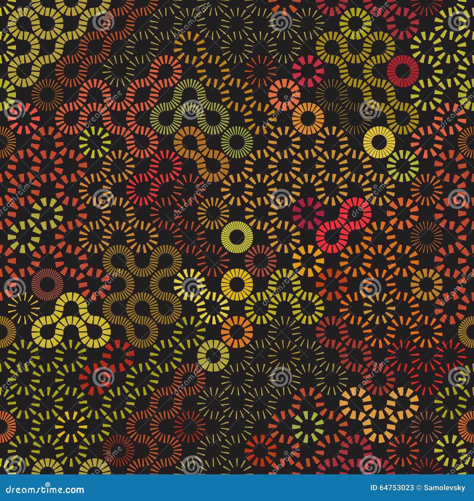 Vector Seamless Rounded Dashed Line Random Sunburst Multicolor Circles ...