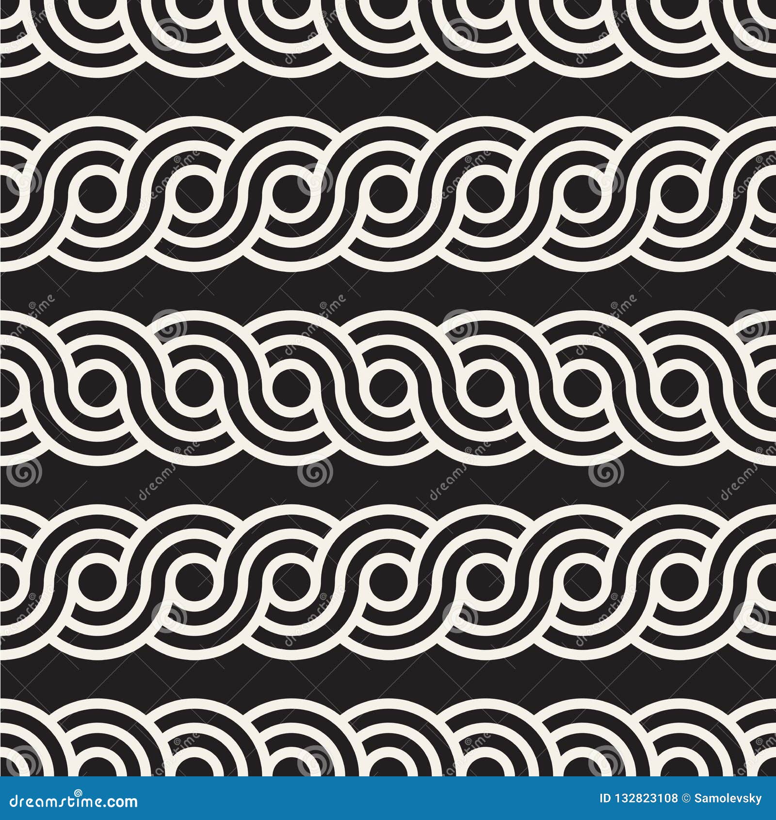 Vector Seamless Rounded Interlacing Lines Pattern. Modern Stylish Abstract Texture Stock Vector ...