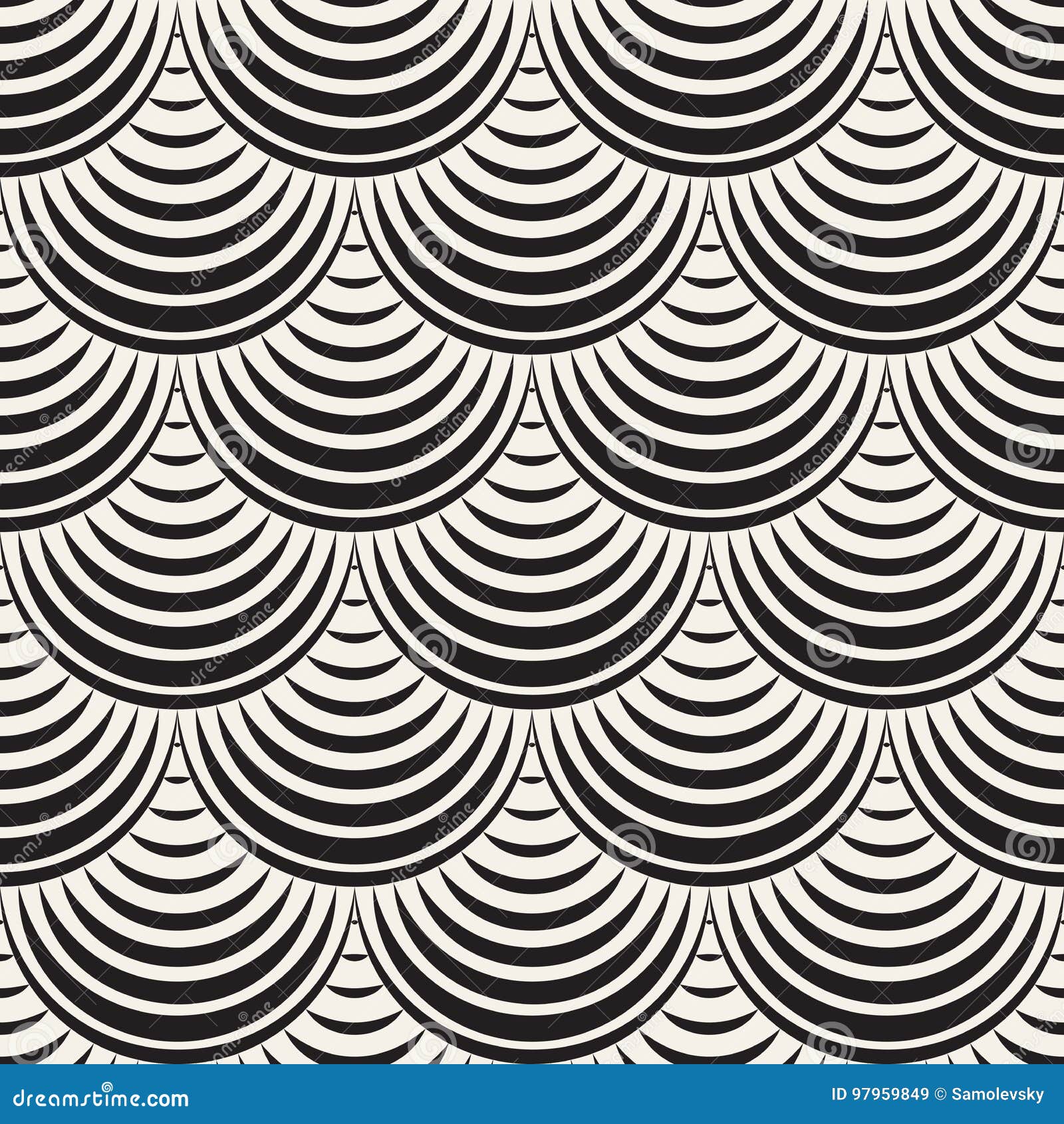 Vector Seamless Rounded Lines Pattern. Abstract Geometric Background ...