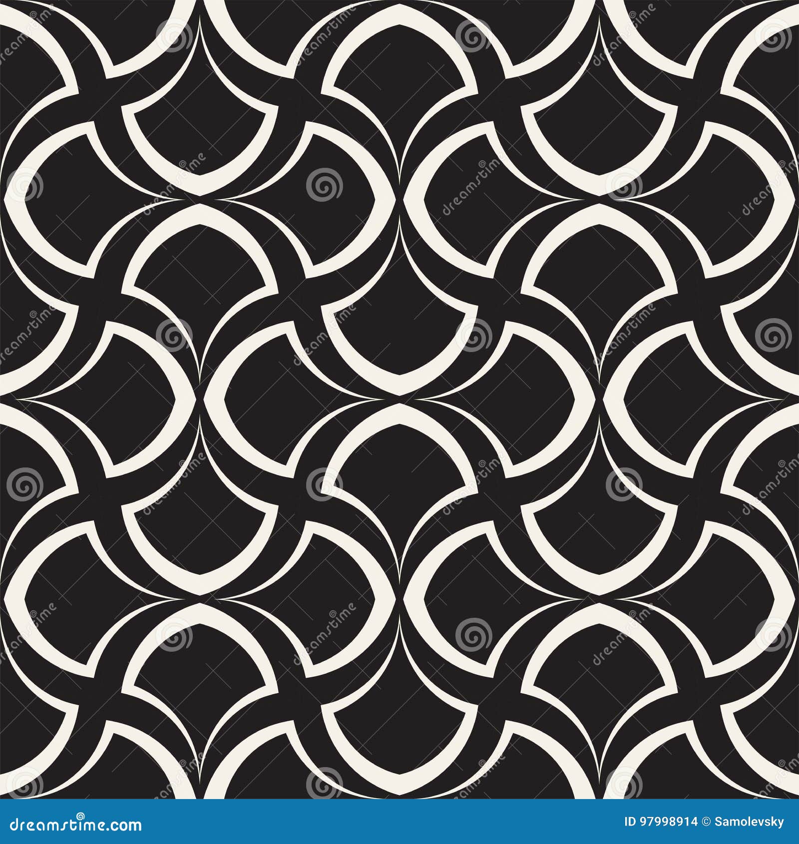 Vector Seamless Rounded Lines Pattern. Abstract Geometric Background ...