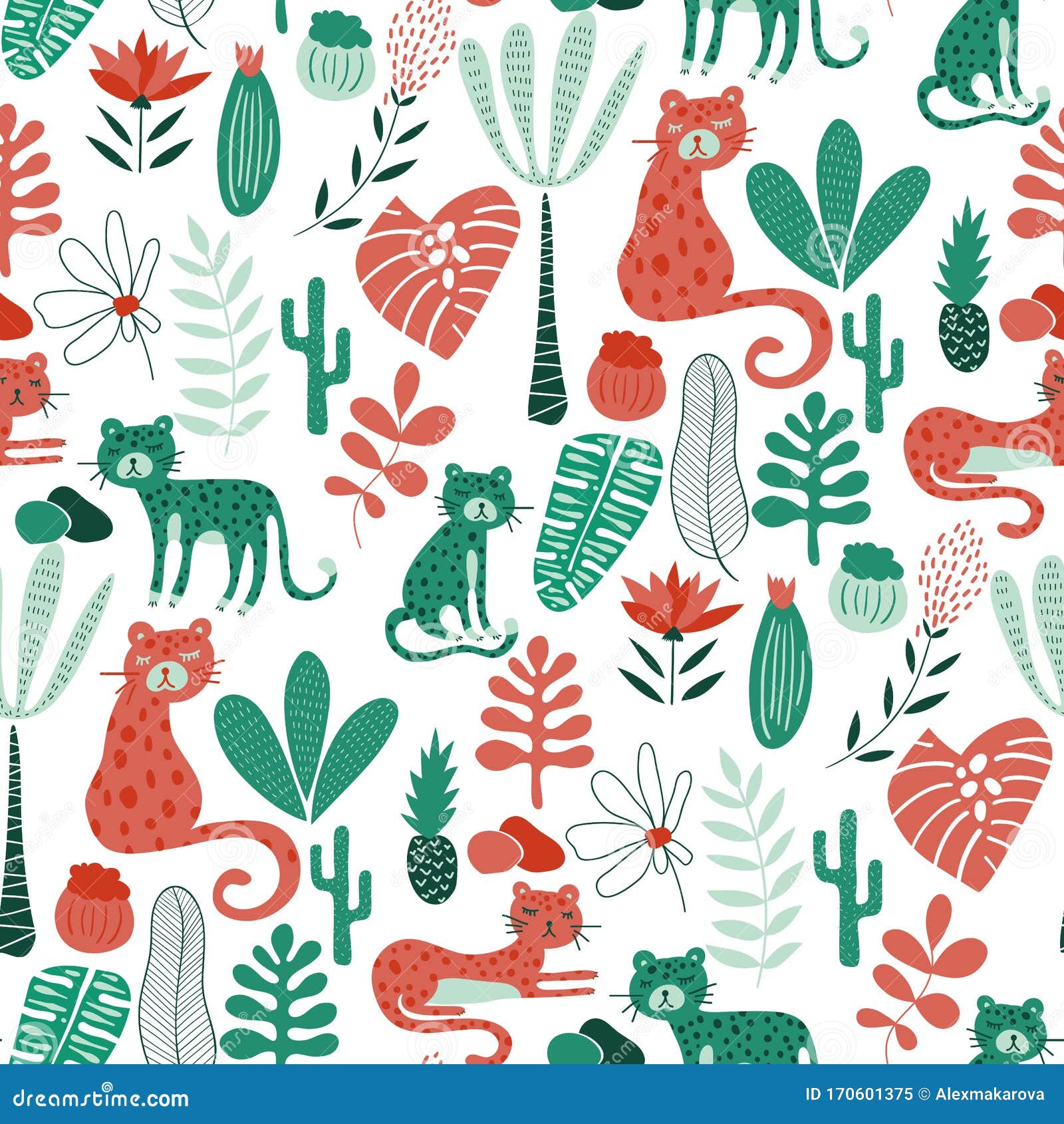 Vector Seamless Safari Pattern with Leopards Stock Vector ...