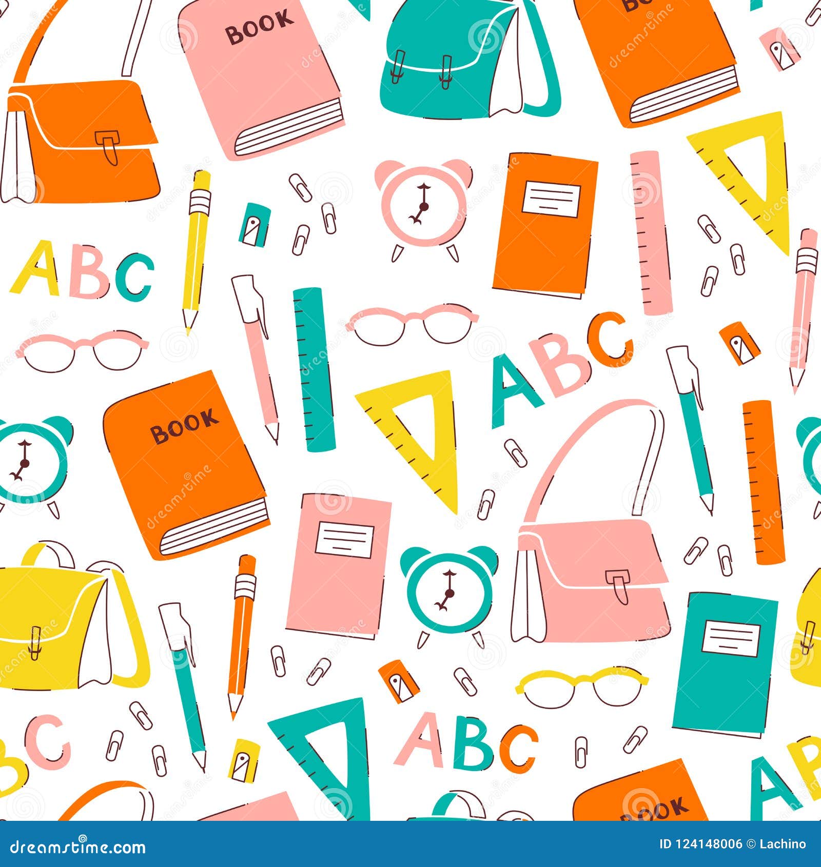 Vector Seamless School Pattern with Books, Backpacks, Pens and Pencils ...