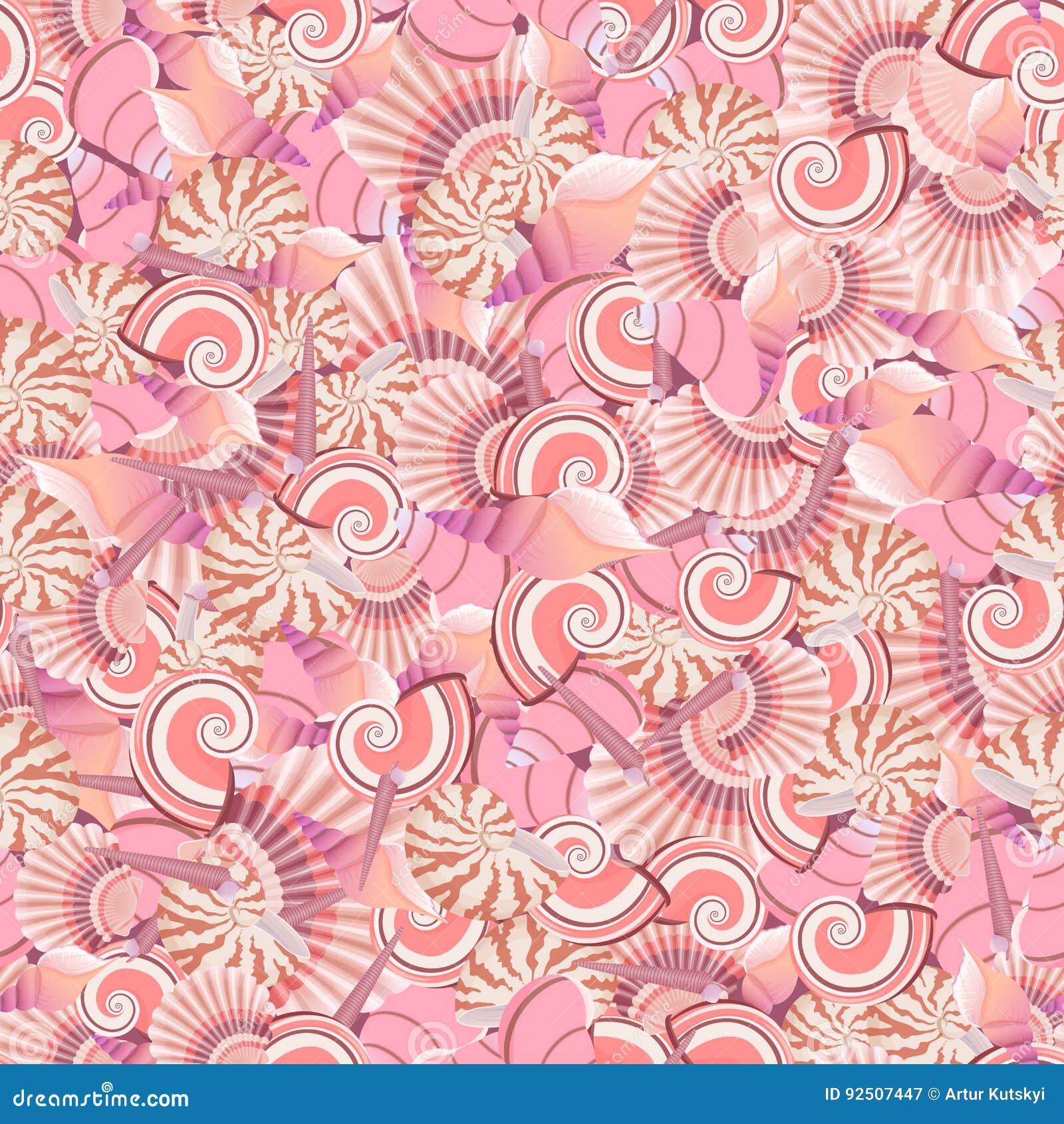 Vector Seamless Seashells Pattern. Perfect for Posters, Prints and ...