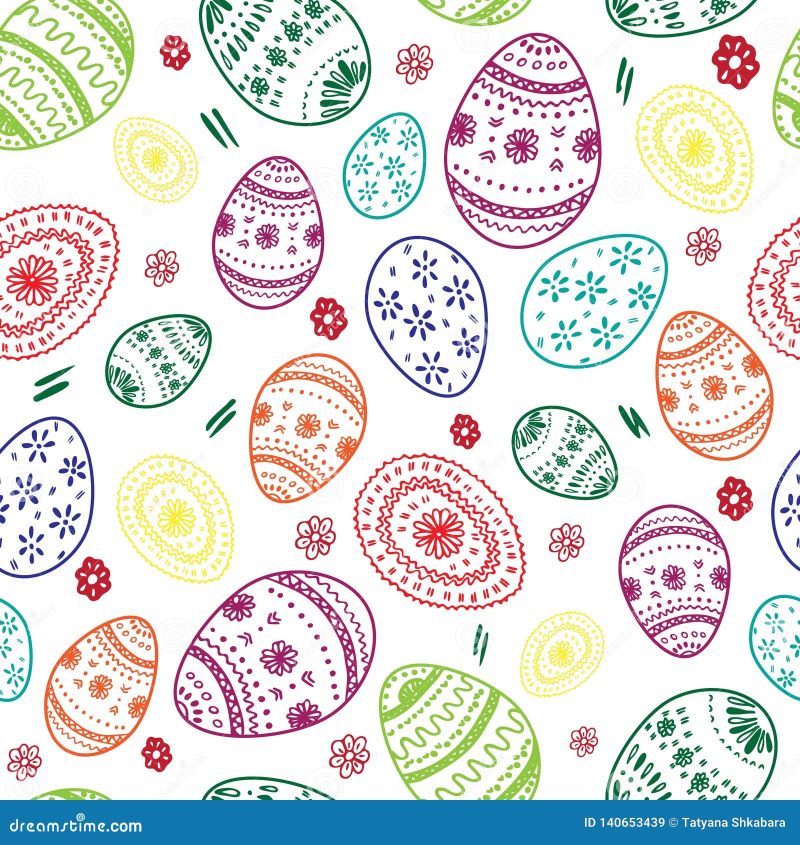 Vector Seamless Simple Pattern with Ornamental Eggs. Stock Vector ...