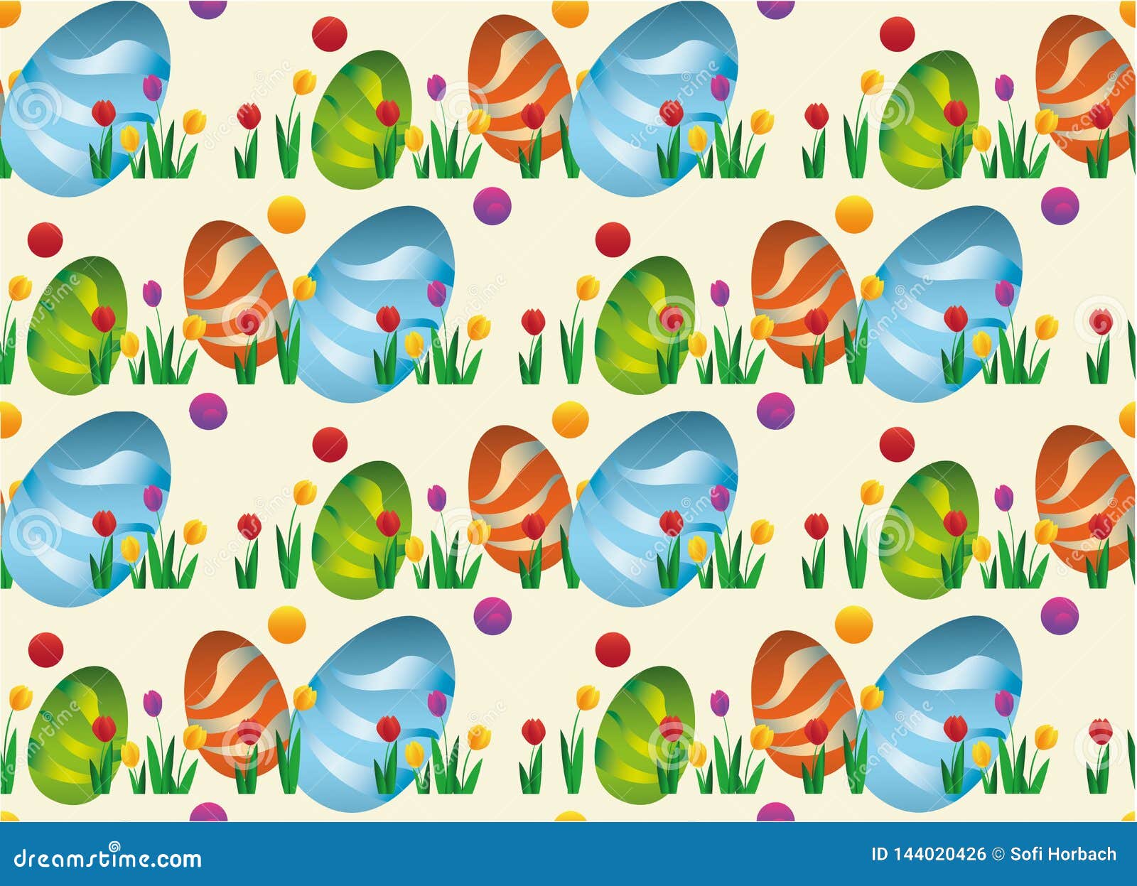 Vector Seamless Simple Pattern with Ornamental Eggs. Easter Holiday for ...