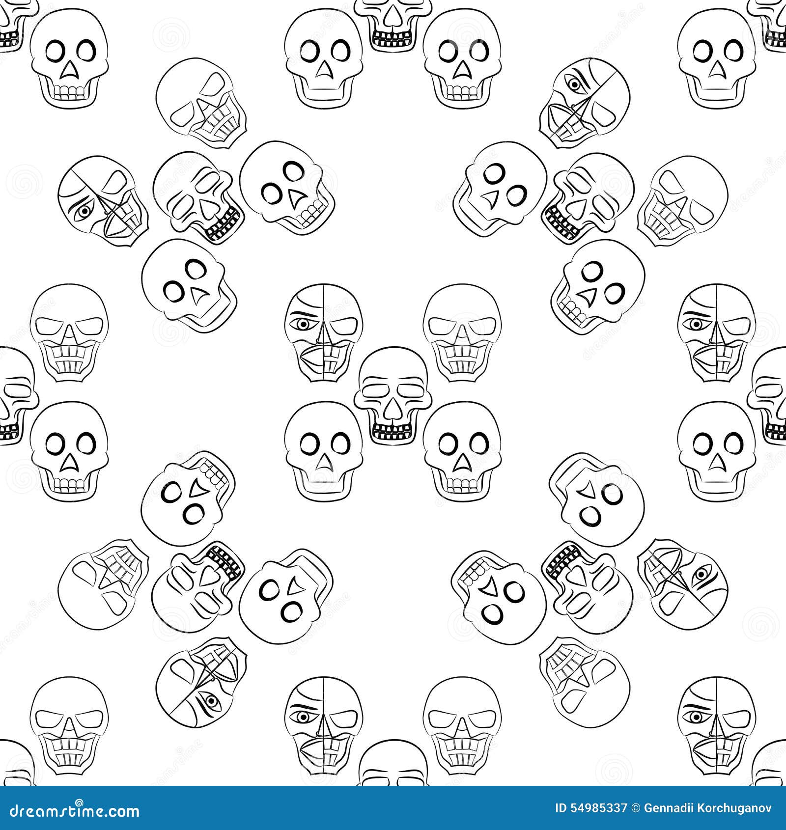 Vector Seamless with Skulls Stock Vector - Illustration of design ...