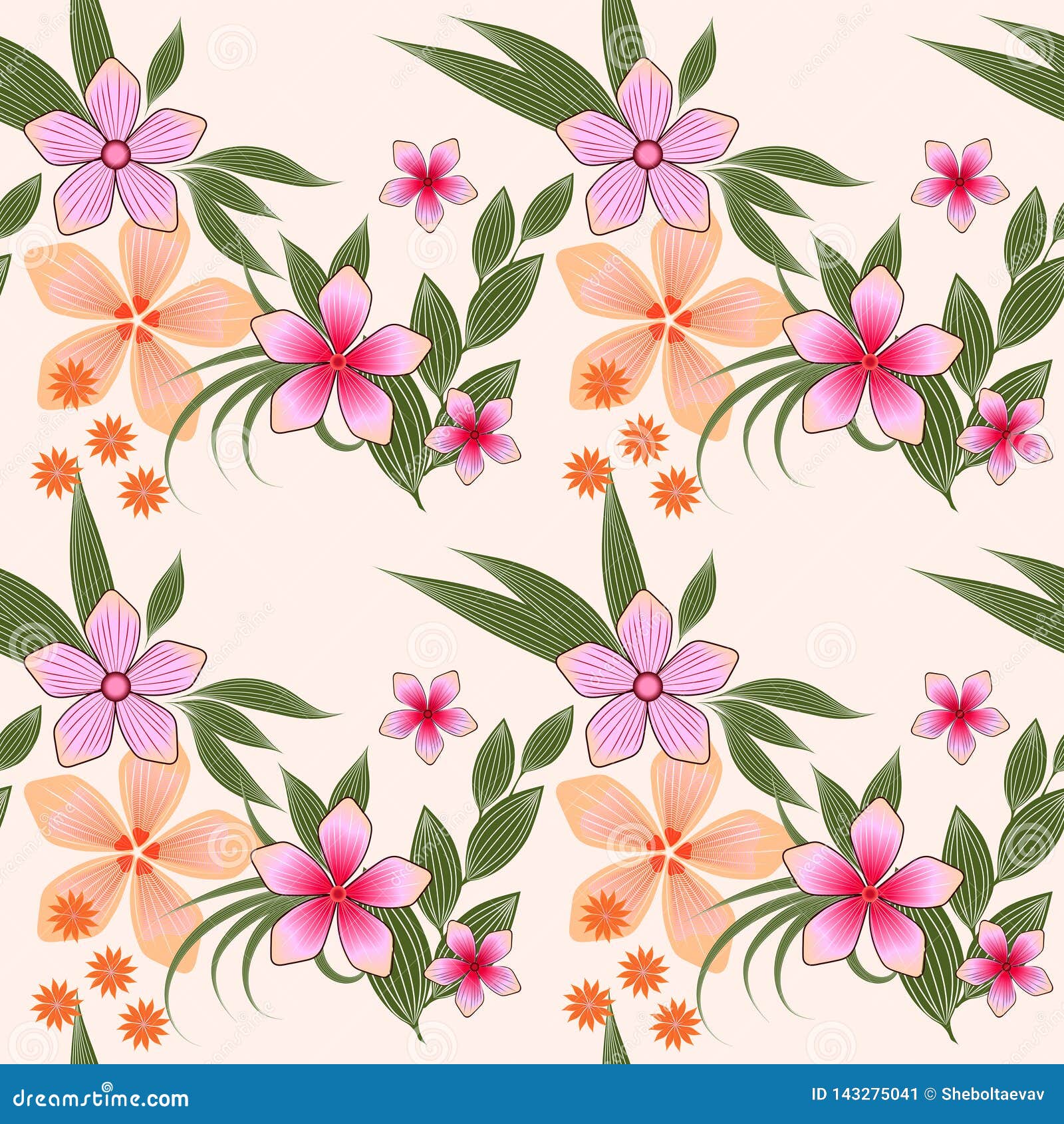 Raster Seamless Spring Floral Pattern in Pastel Colors Stock ...